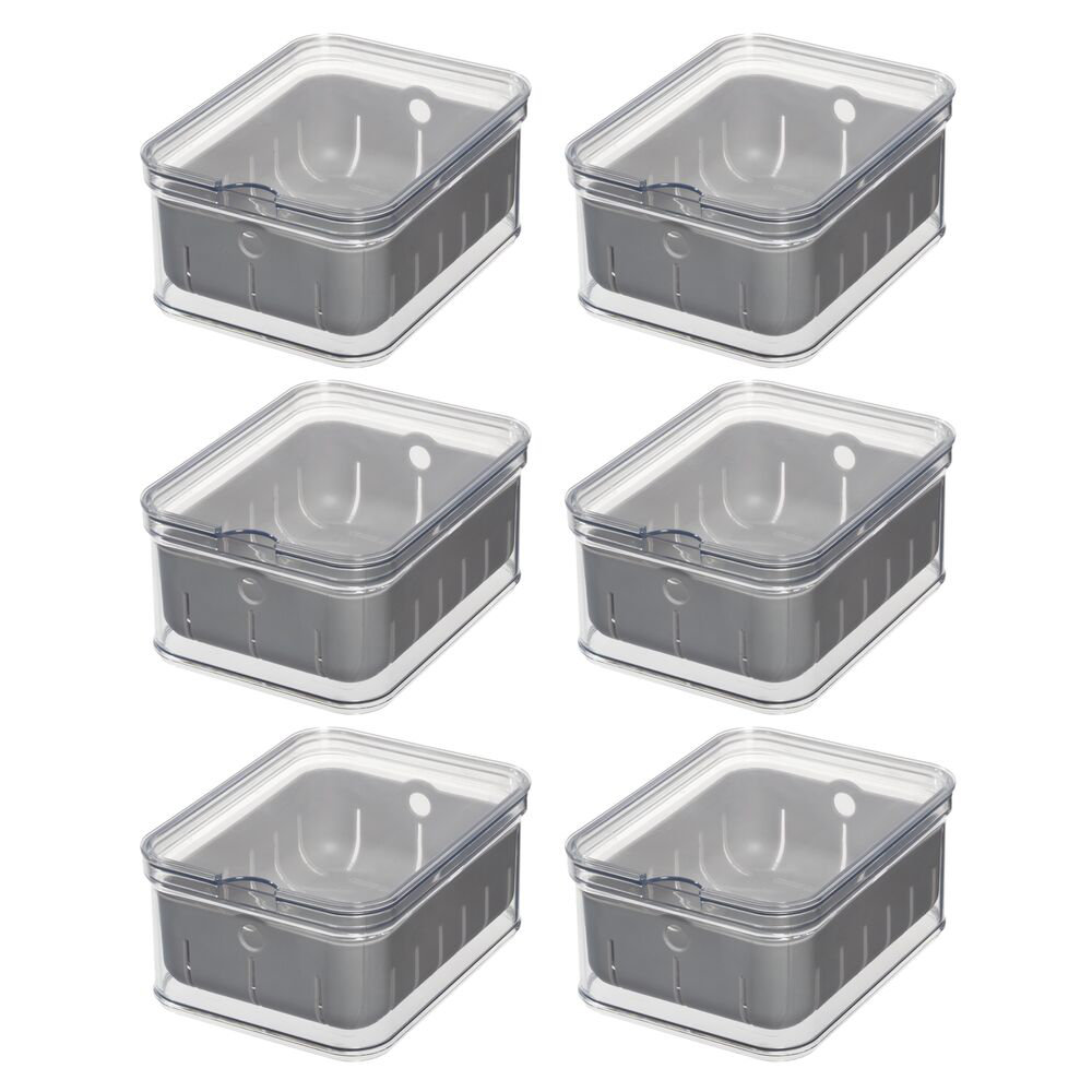 iDesign Berry Bin with Removable Colander and Lid - Set of 6, Clear ...