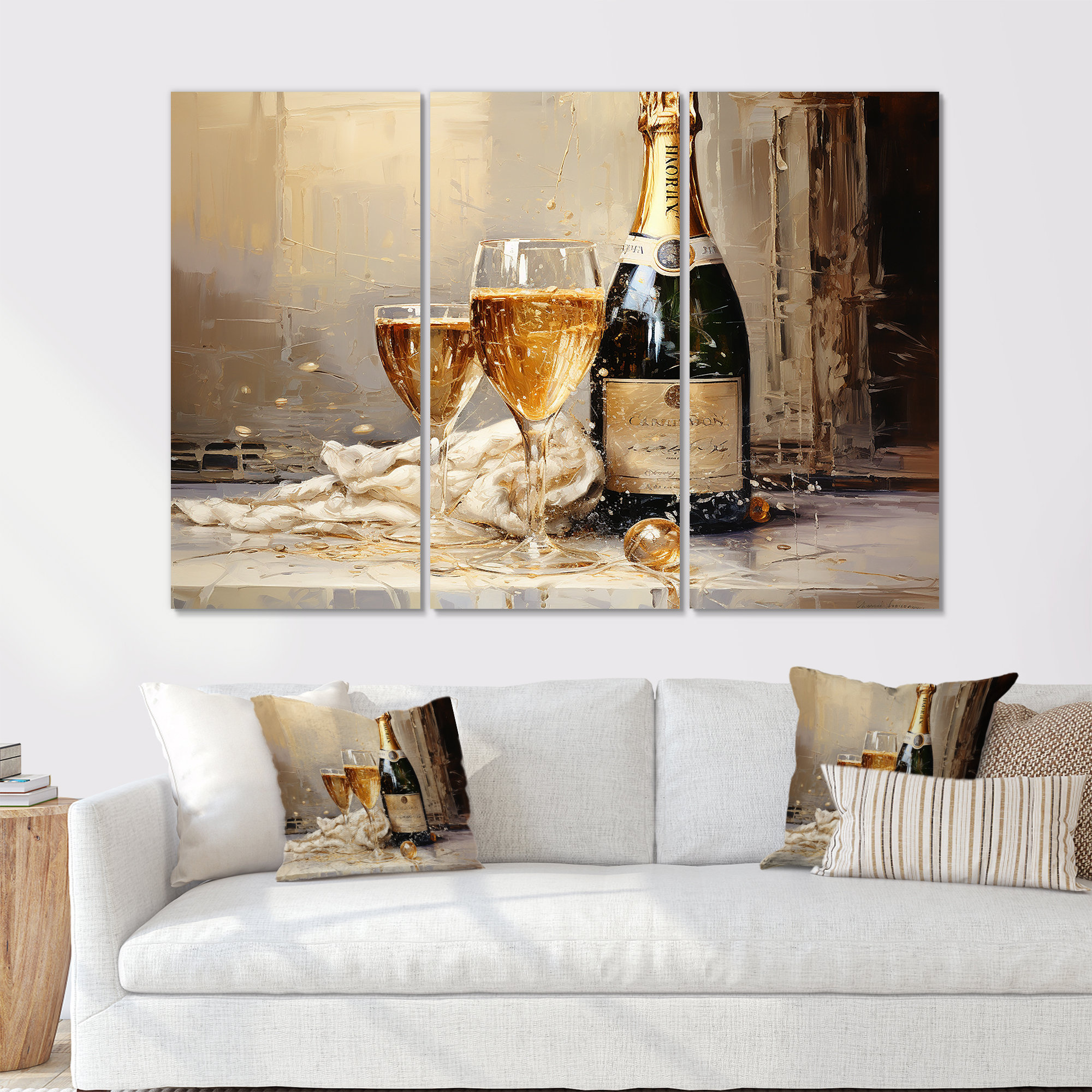 Red Barrel Studio® Golden Champagne In Glass II - Champagne Wall Art ...