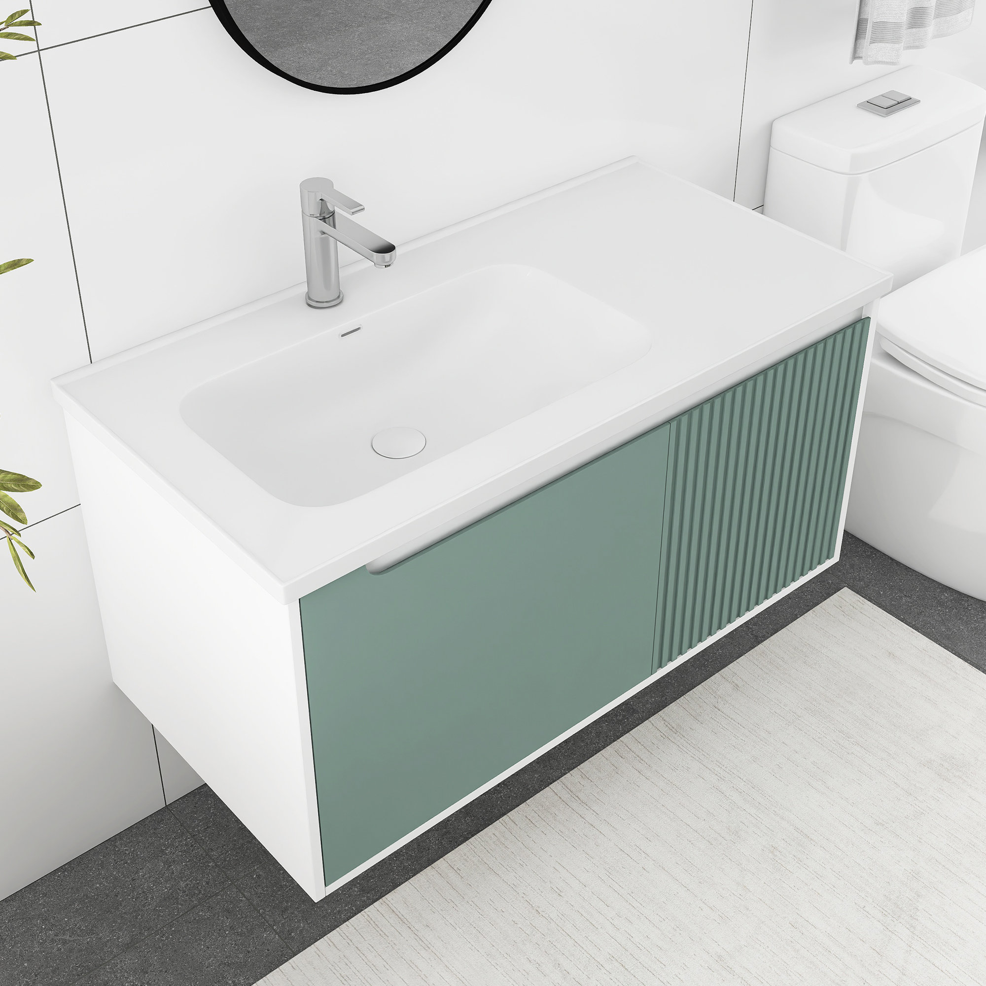 Ebern Designs Jacqual 39.6'' Single Bathroom Vanity with Ceramic Top ...