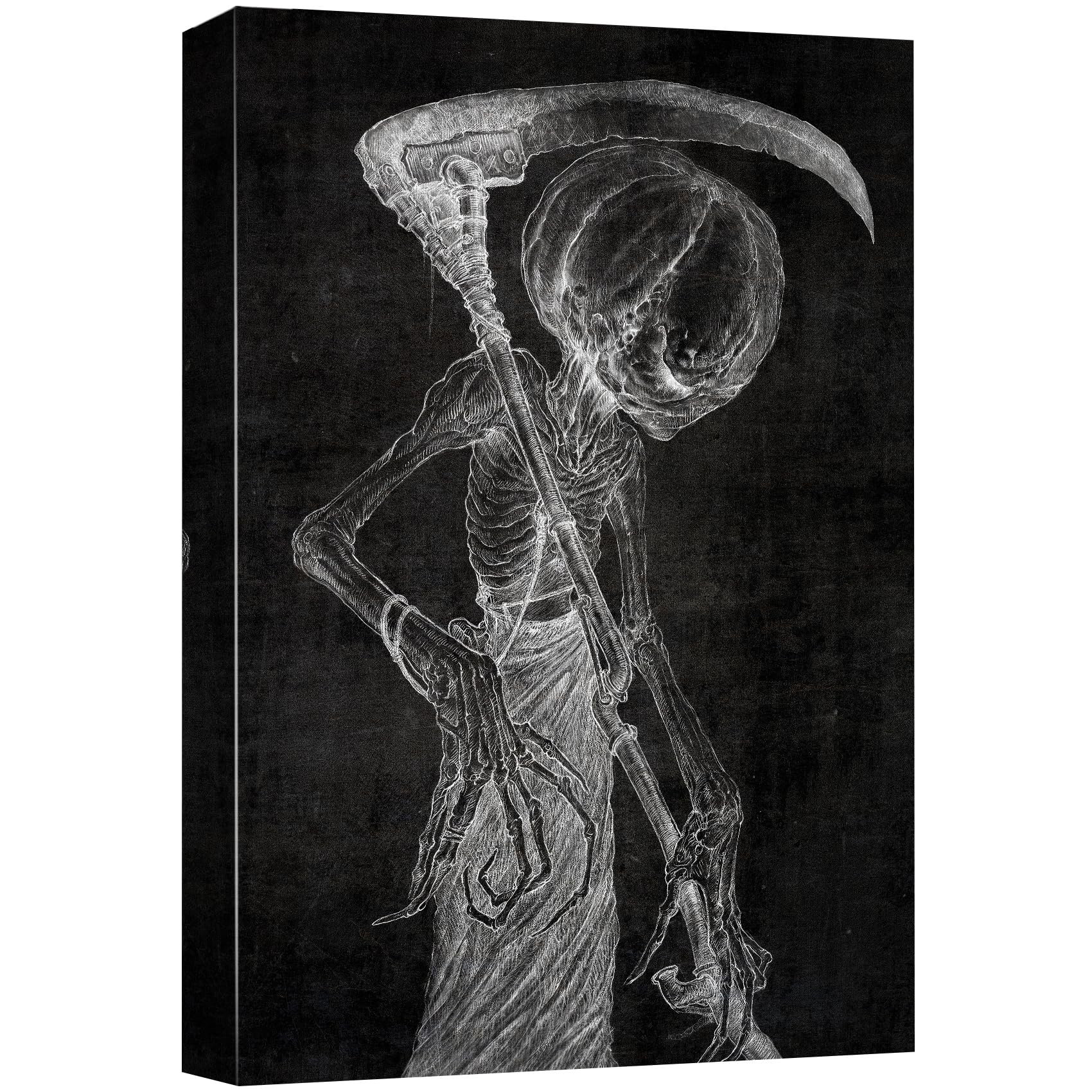 IDEA4WALL Skeletal Reaper with Scythe Moody Dark Illustrations Modern ...