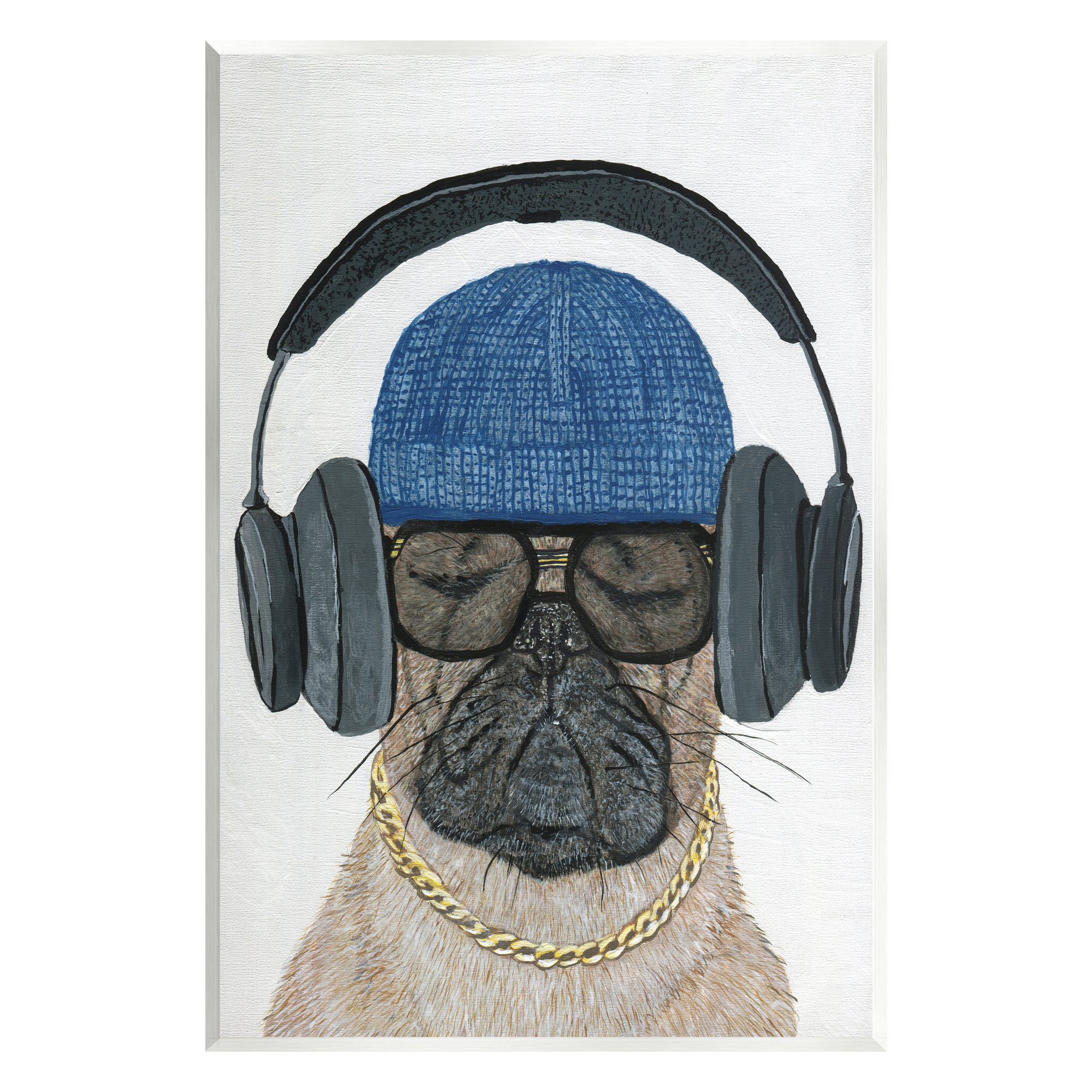 Stupell Industries Az-200-Framed Pug In Headphones Print | Wayfair