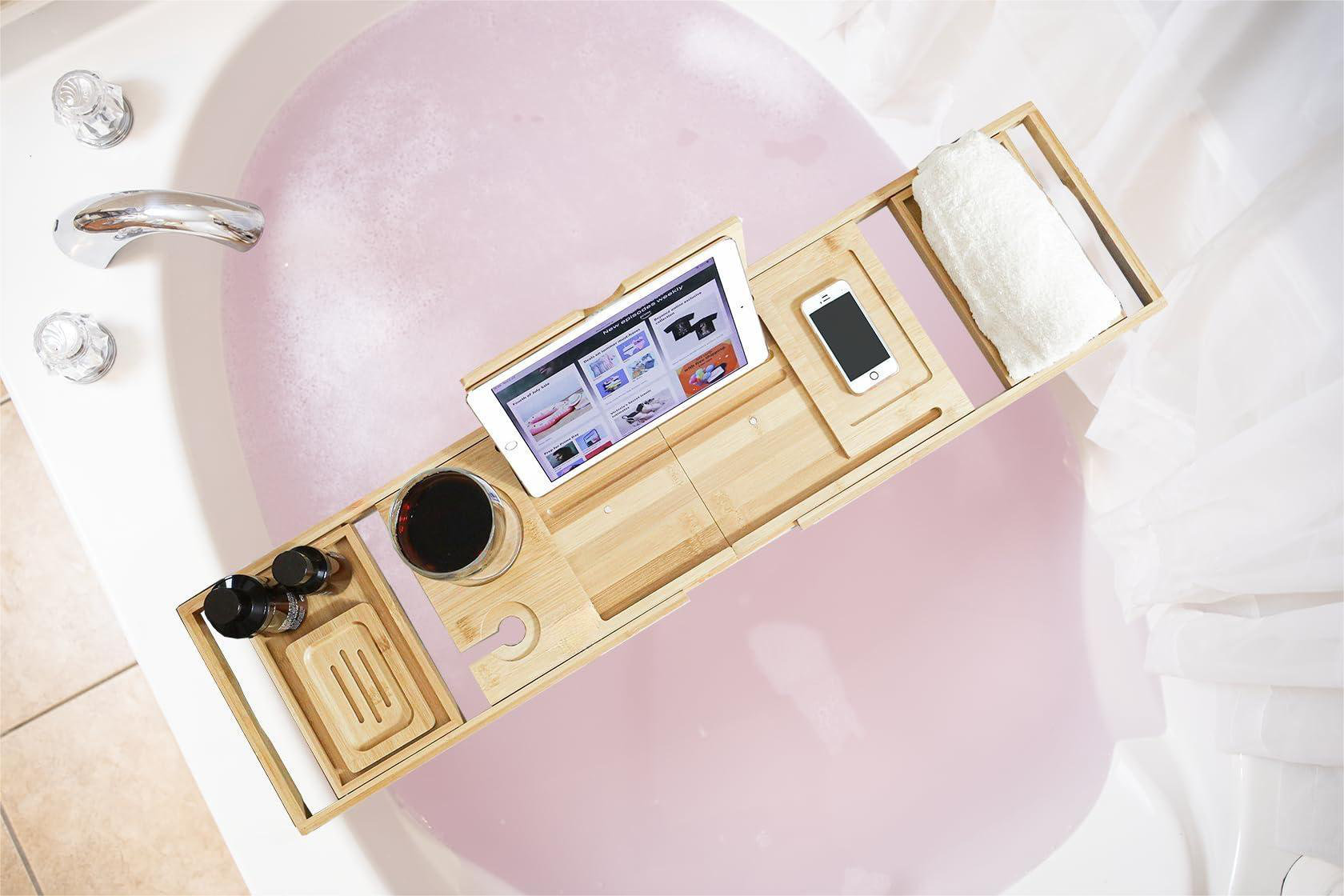 Rebrilliant Opont Freestanding Bamboo Bath Caddy | Wayfair