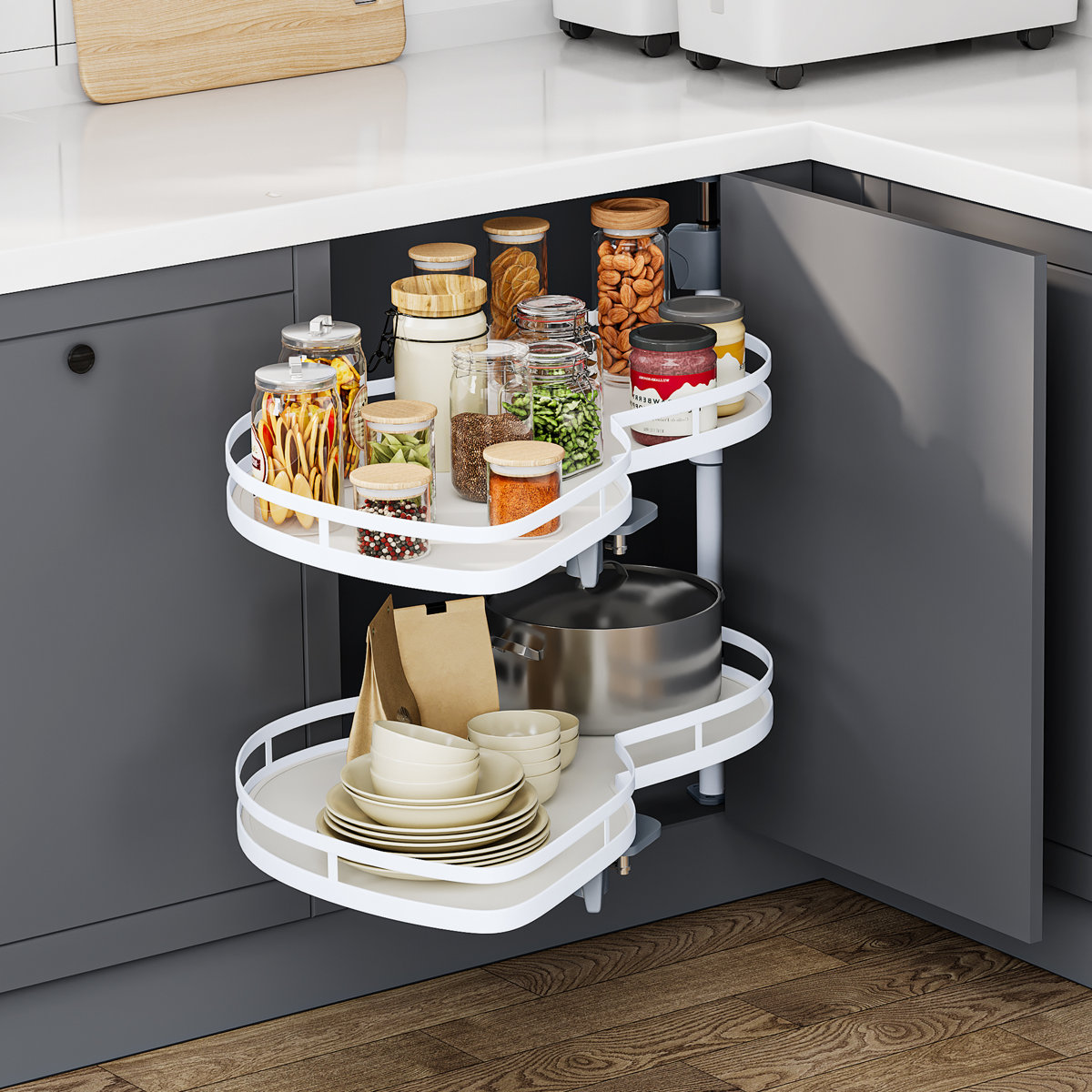 Rebrilliant Swing Left Blind Corner Kitchen Cabinet Pull Out Organizer ...