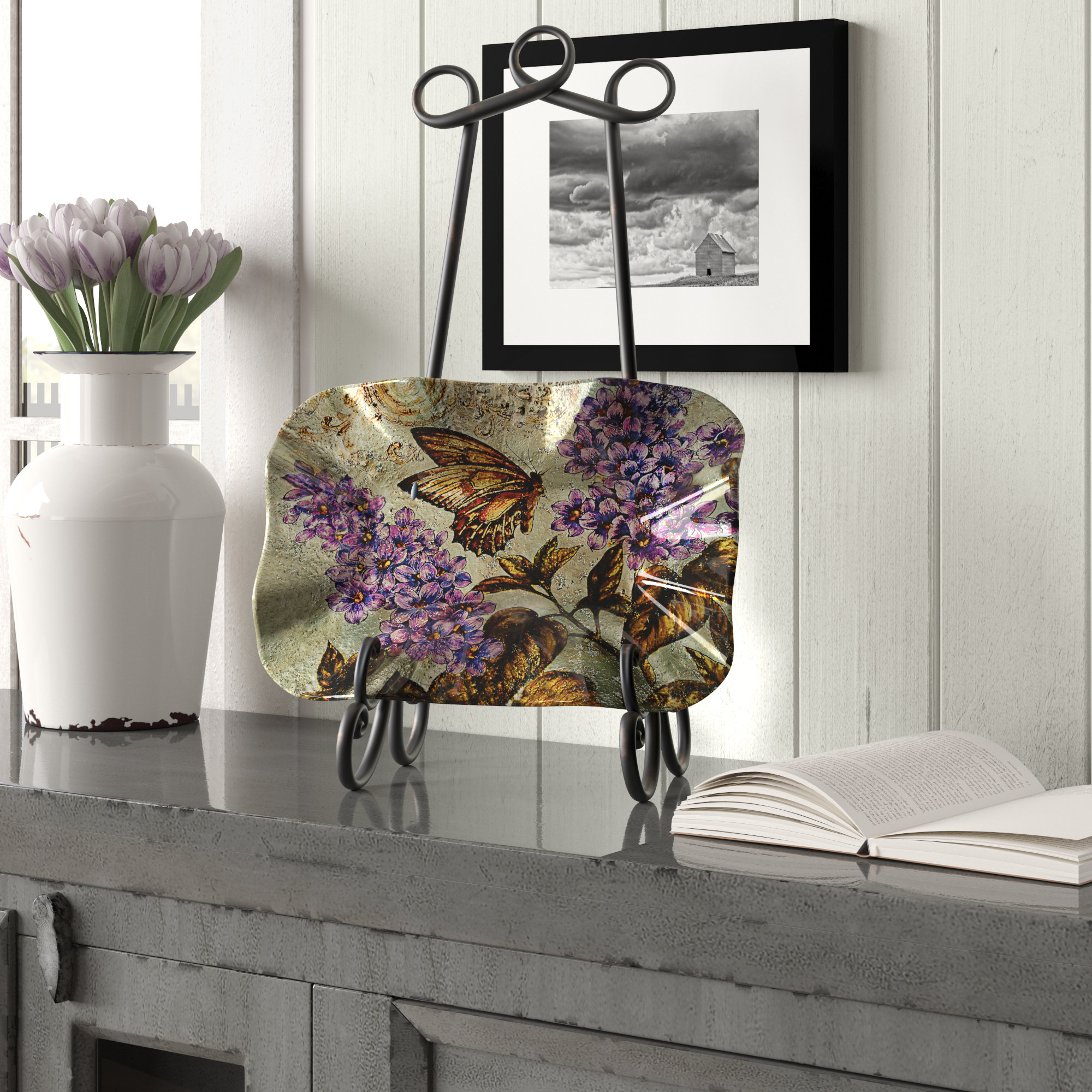 Laurel Foundry Modern Farmhouse Rodrigue Metal Plate Holder in Black ...