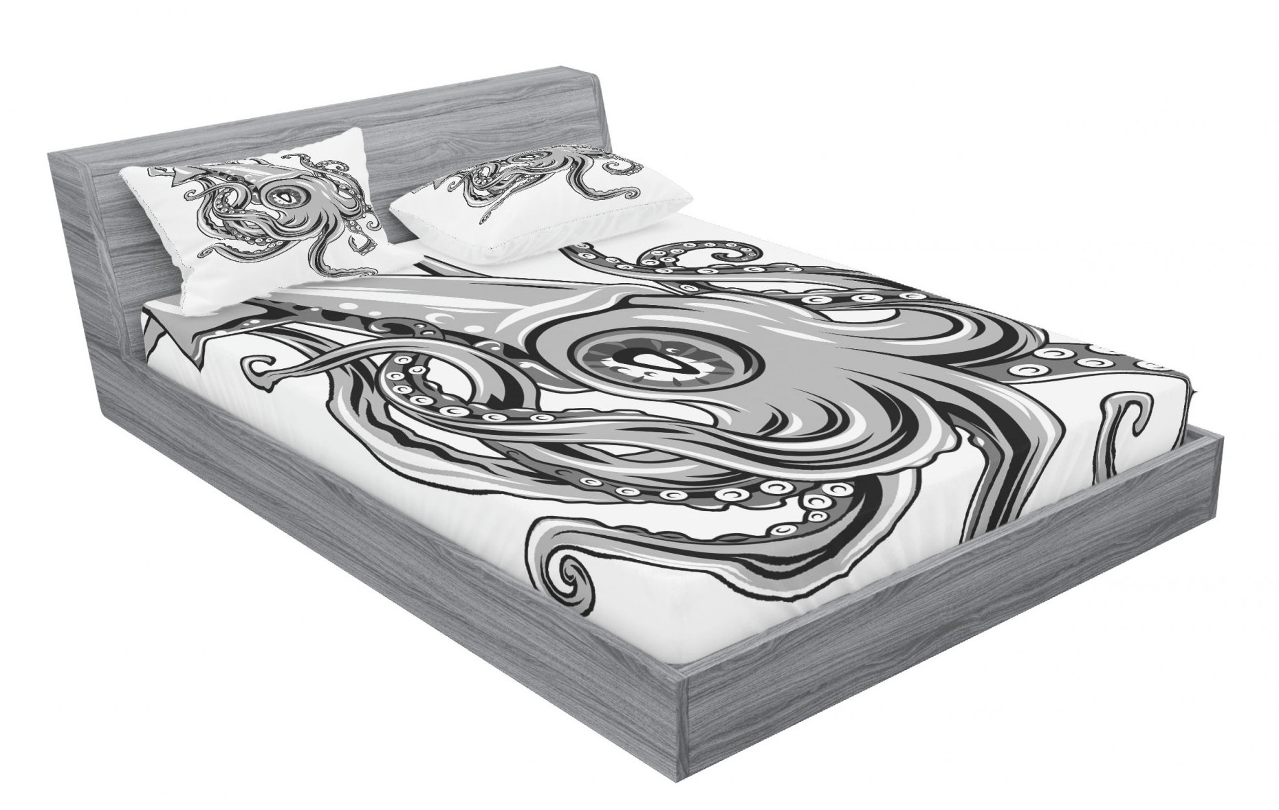 Ambesonne Fish with Fins Sea Animal Cuttlefish Underwater Alien Sheet ...