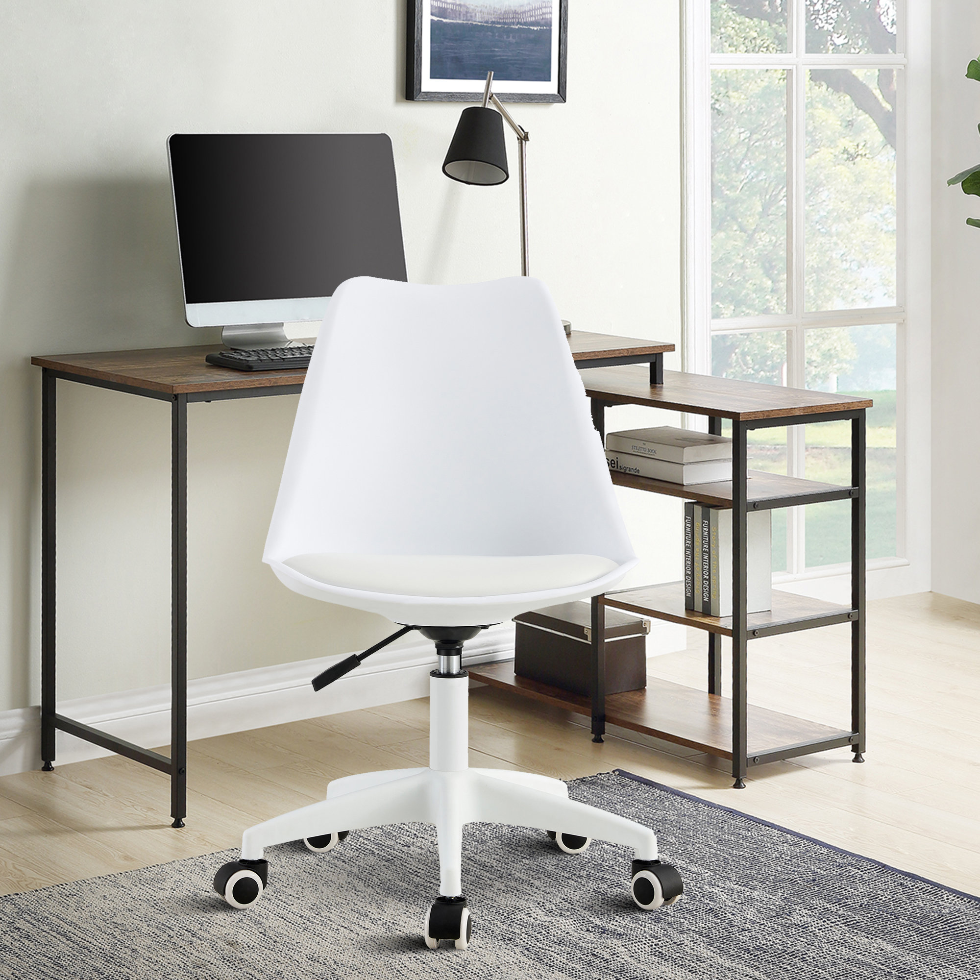 Latitude Run® Euben Modern minimalist office chair with wheels and ...