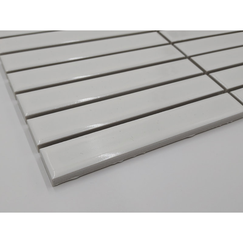 TheMosaicFactory 6" x 1" Straight Edge Porcelain Grid Mosaic Sheet Tile ...