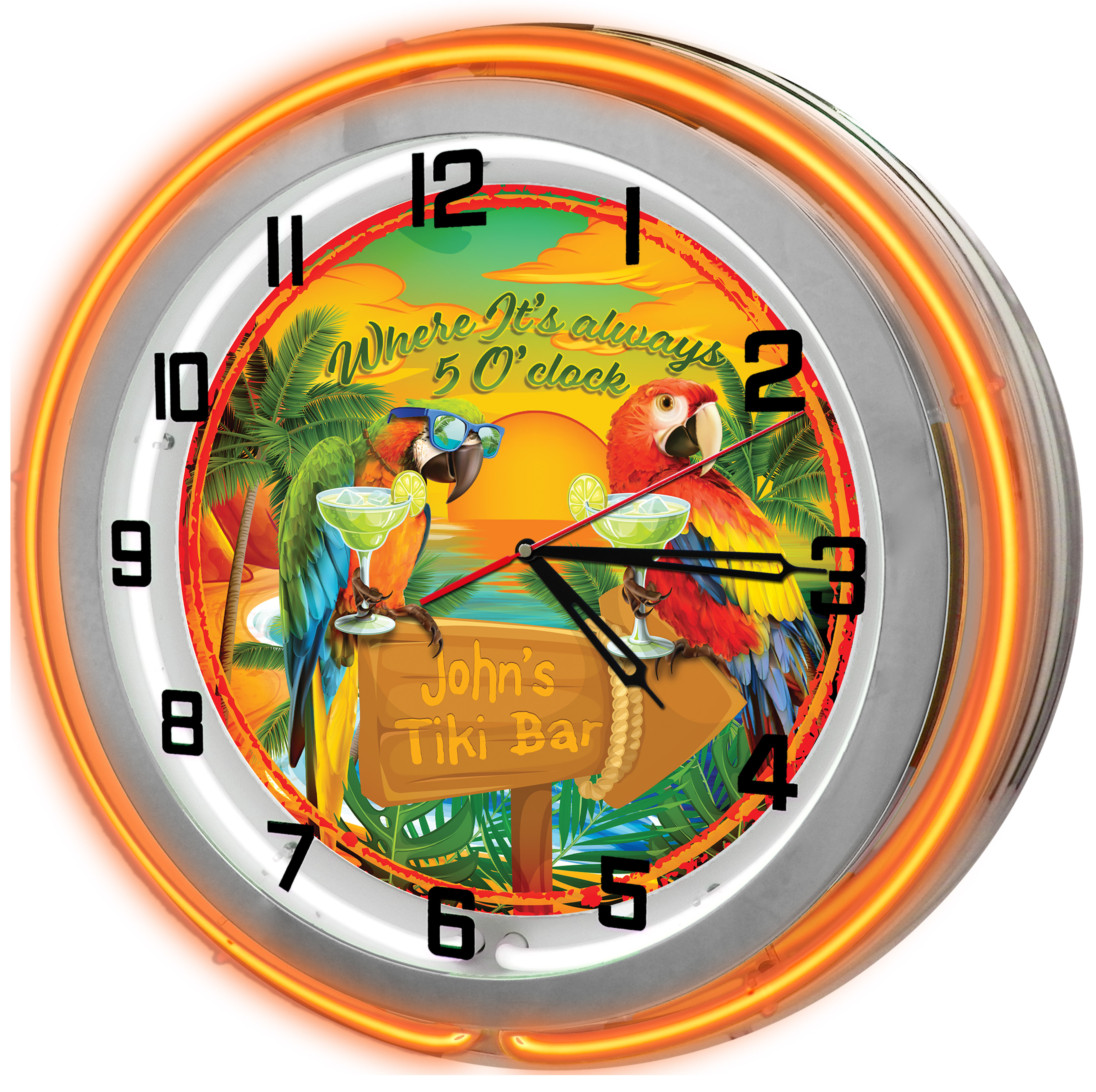 Redeye Laserworks Tiki Bar Always Five O'clock Neon Wall Clock | Wayfair