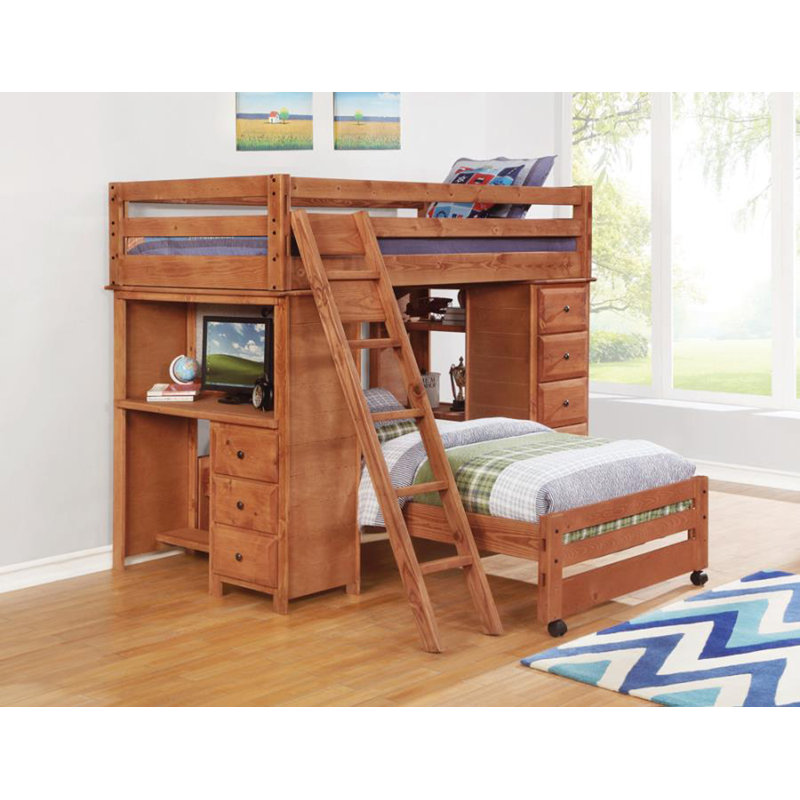 Redwood Rover Craig Twin over Twin Loft Bed with Desk, Shelves and 8 ...