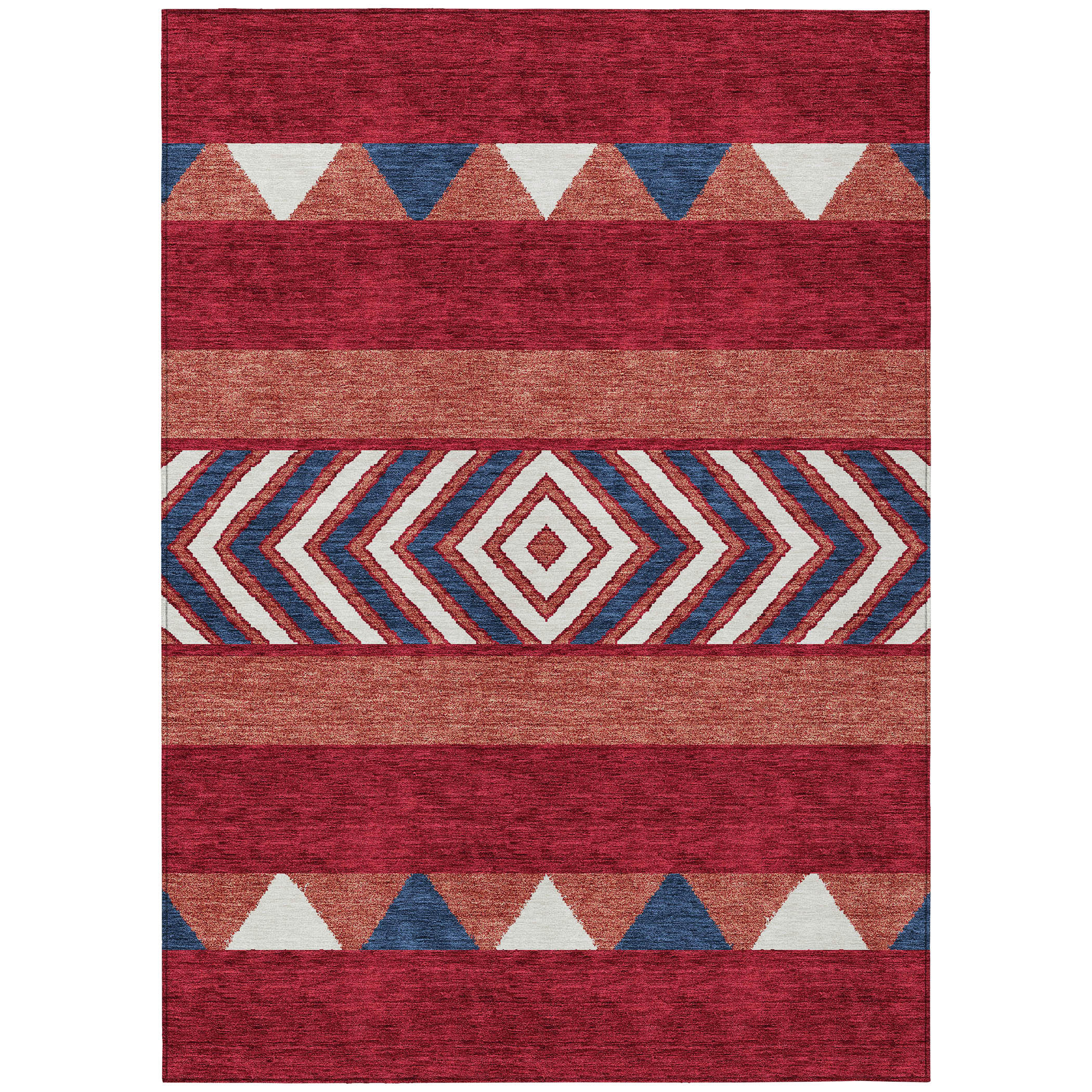 HomeRoots 9' X 12' Red Southwestern Washable Indoor Outdoor Area Rug ...