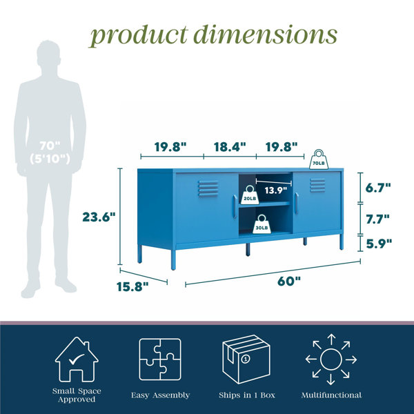 Novogratz Cache Metal Locker-Style TV Stand for TVs up to 65" & Reviews ...