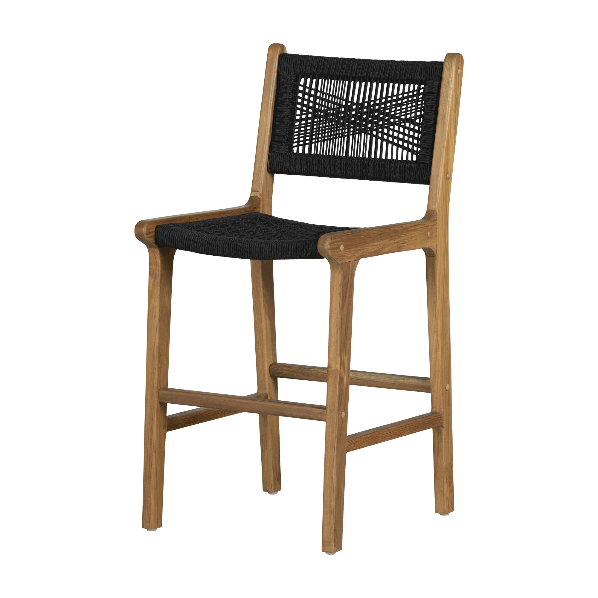 South Shore Balka Counter Woven Rope And Teak Wood Counter Stool ...