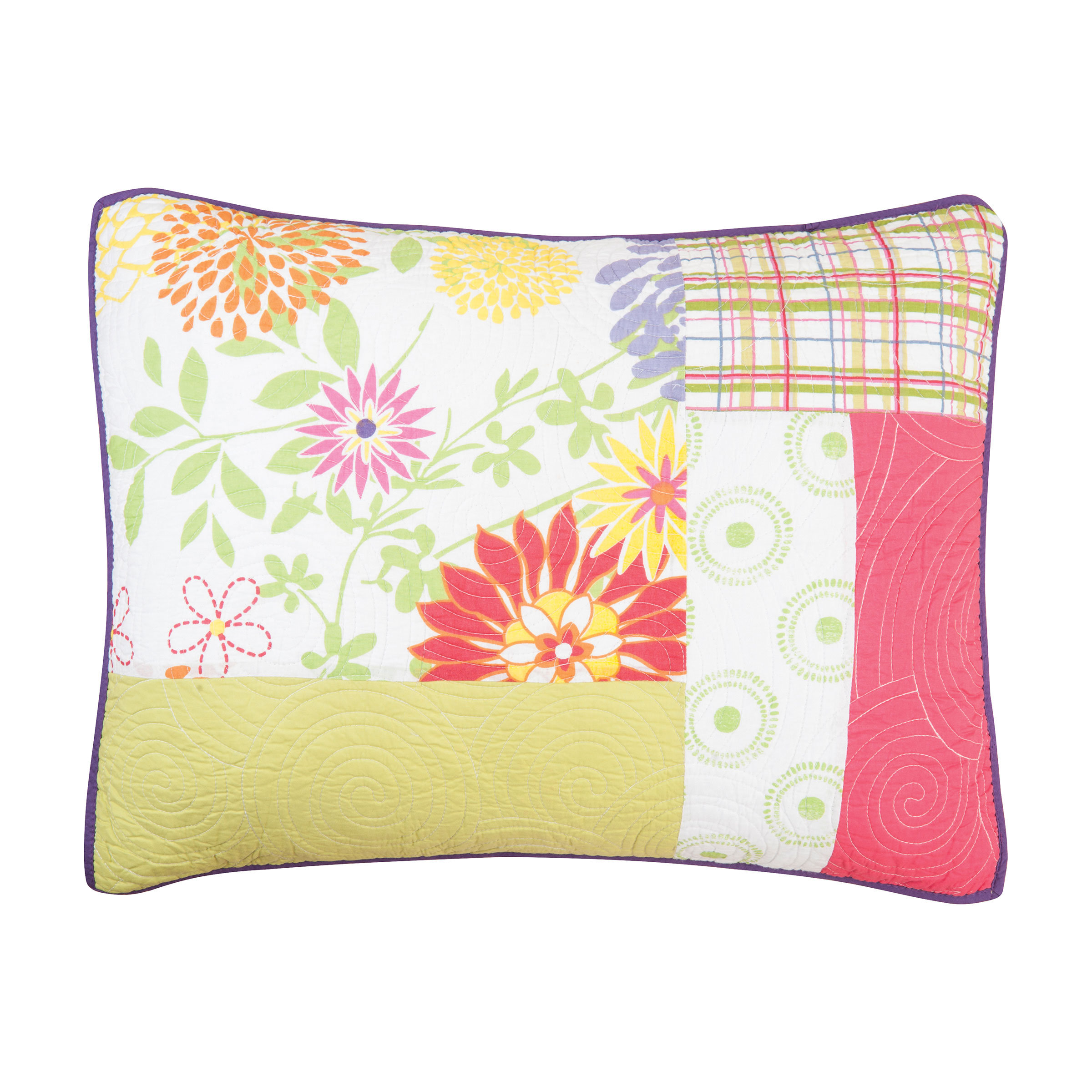 C&F Home Macie White/Green/Pink 100% Cotton Piece Sham | Wayfair