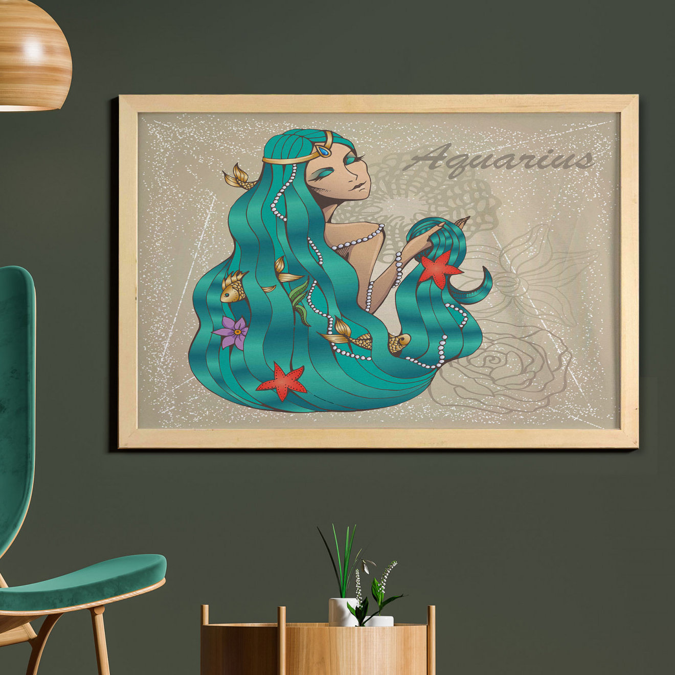 East Urban Home Zodiac Aquarius Wall Art With Frame, Lady With Pearls ...