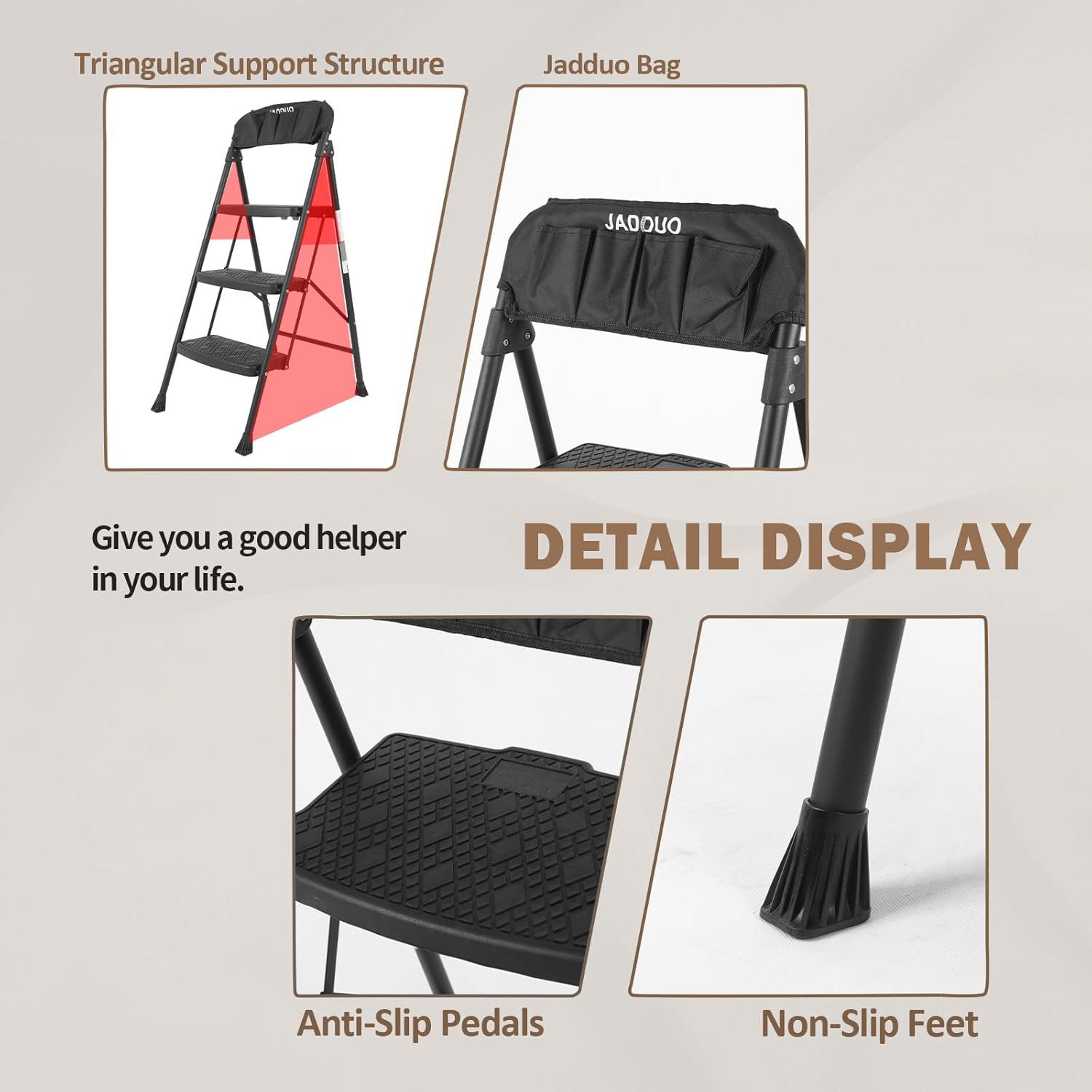 WFX Utility™ Step Ladder With Handrail 4 Step Stool Ergonomic Folding ...