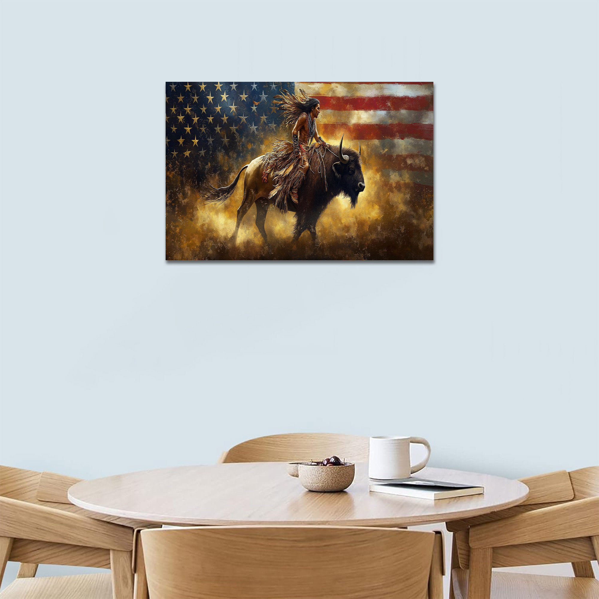 East Urban Home Large Adric Buffalo Rider American Indian Picture ...