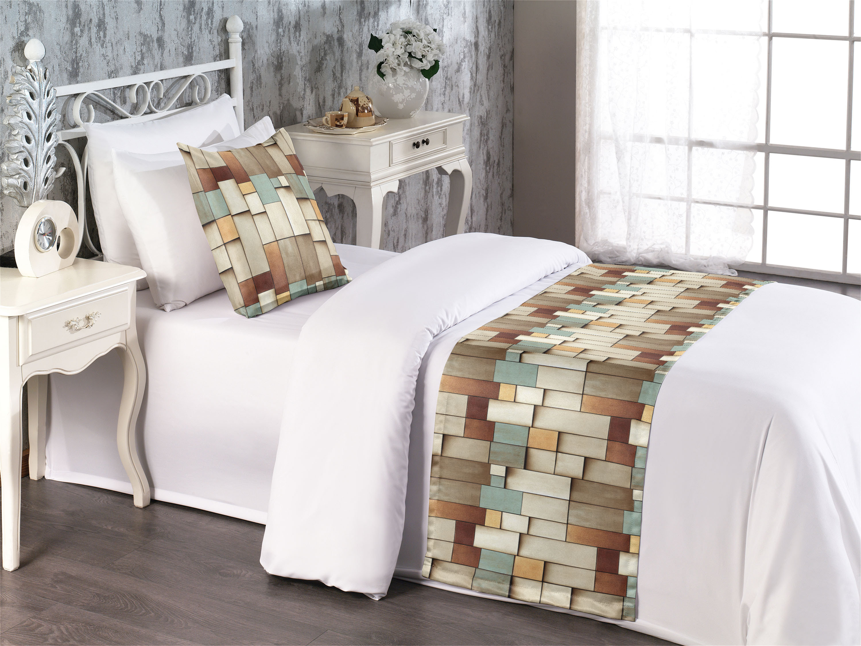 Ambesonne Pastoral Bed Runner Set Rustic Look Whimsical Art Laurel ...