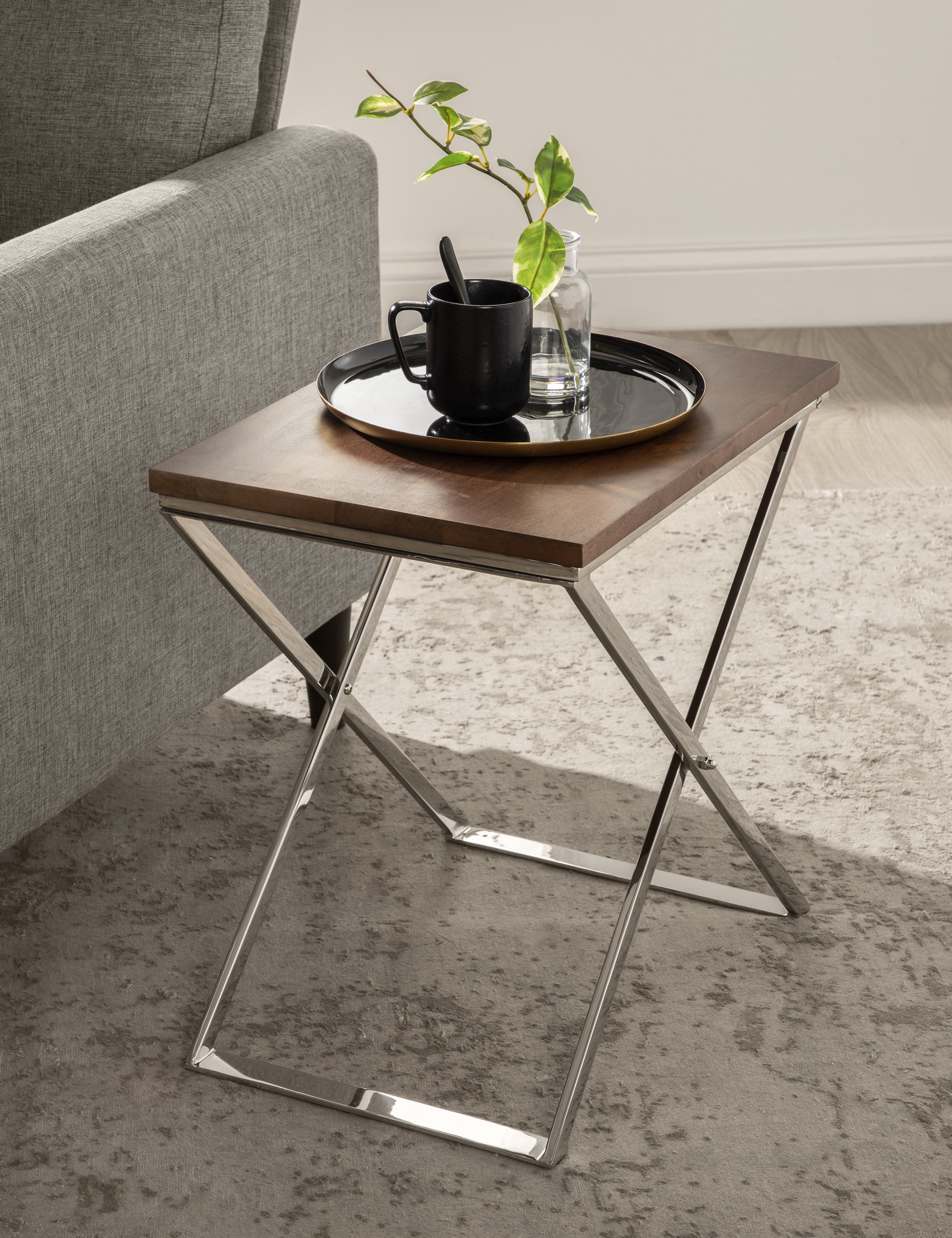 Ivy Bronx Egmont Solid Wood Cross Legs End Table & Reviews | Wayfair