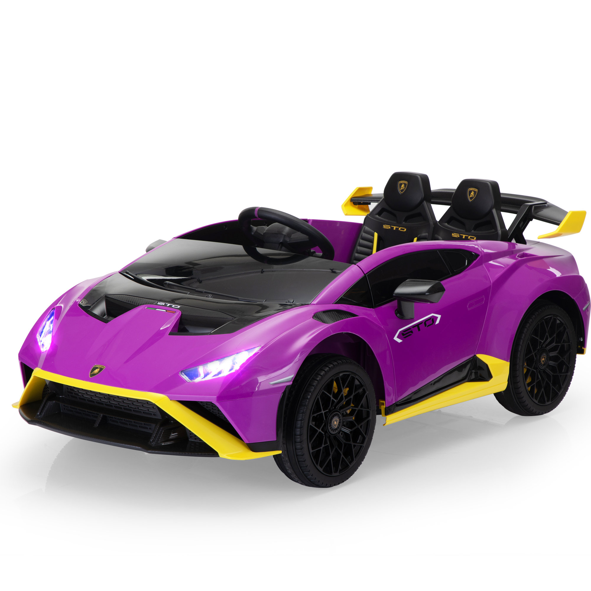 Allied Plush Inc Voiture de sport électrique à piles avec télécommande 12V Lamborghini Kids Ride ...