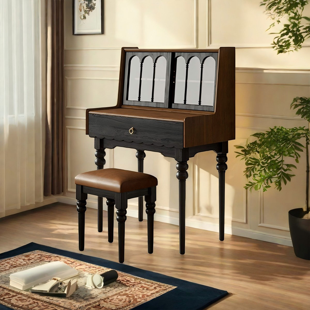 Wildon Home® Vintage Minimalist Solid Wood Vanity Set | Wayfair