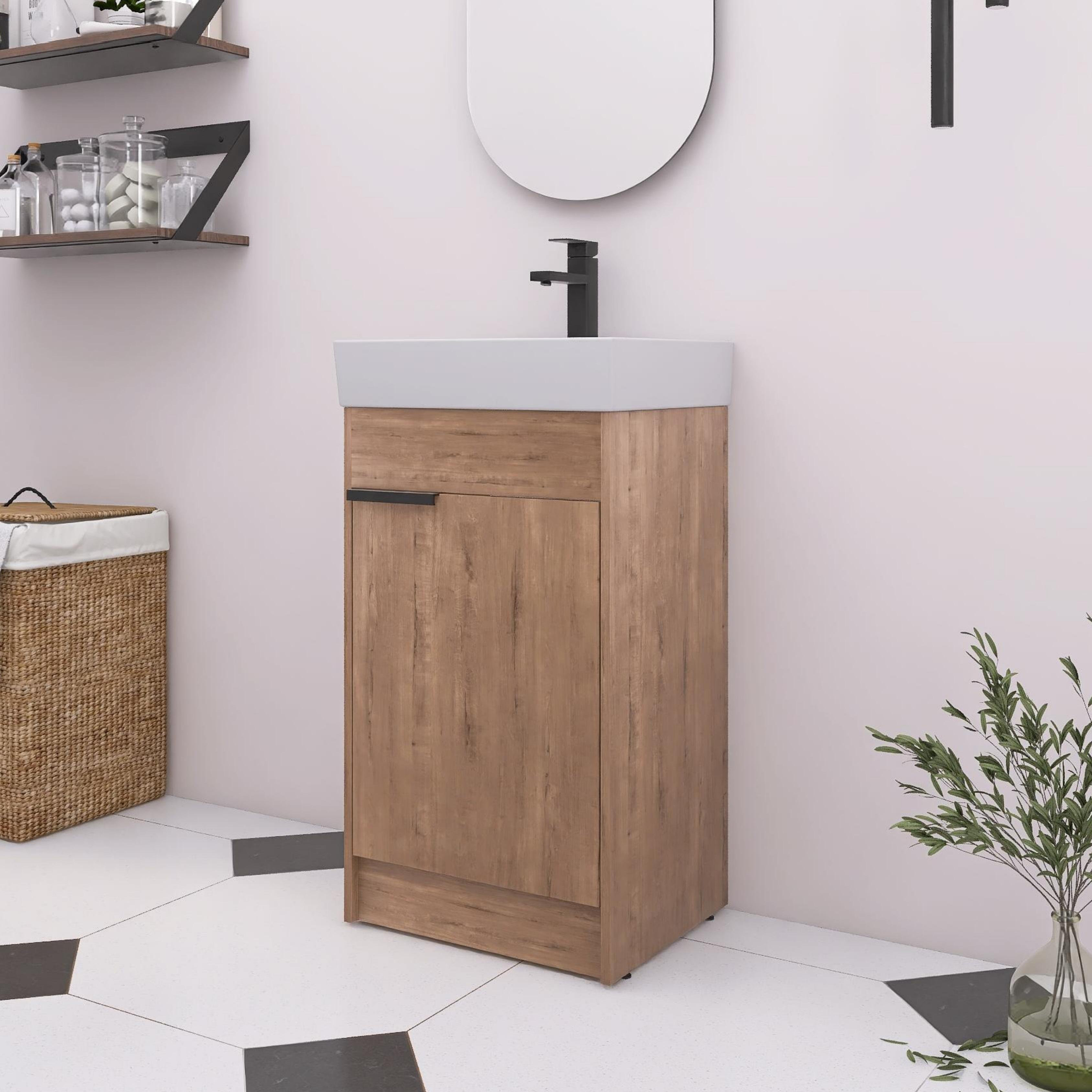 Ebern Designs 18" Single Sink Freestanding Vanity, Floor-standing ...