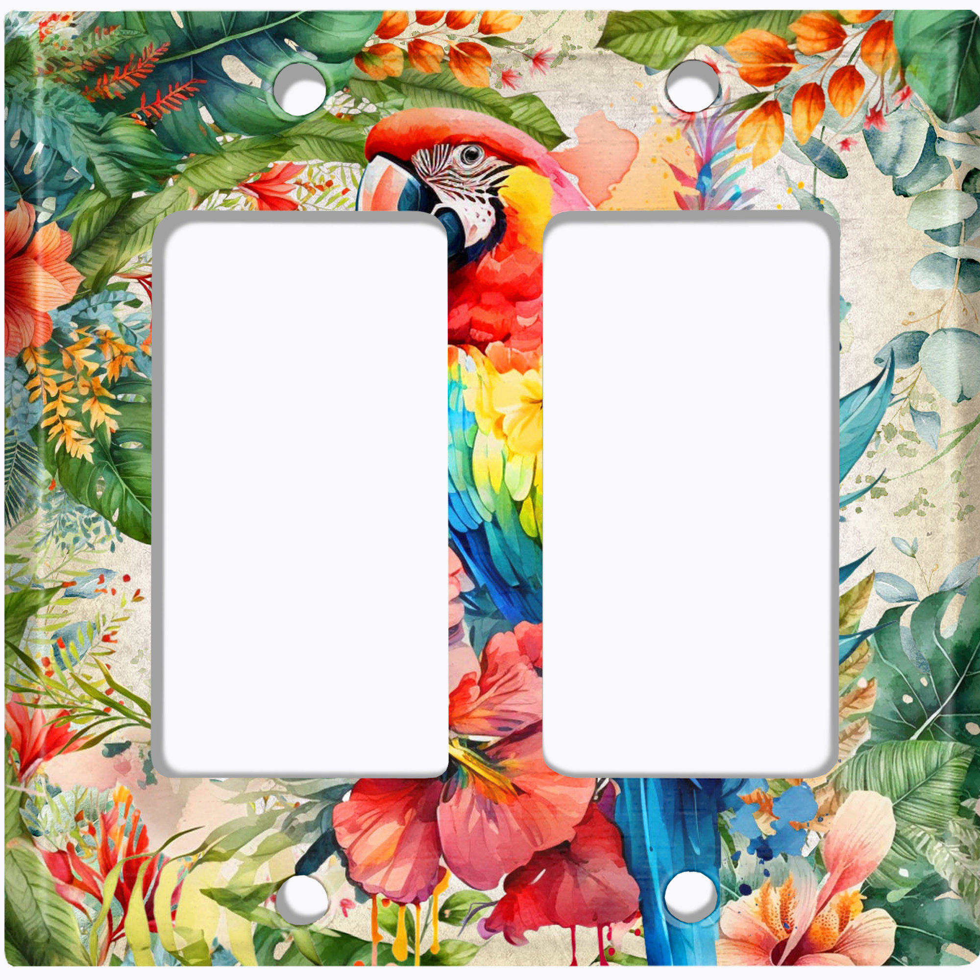 WorldAcc Parrot Bird Flowers 2-Gang Rocker Wall Plate | Wayfair
