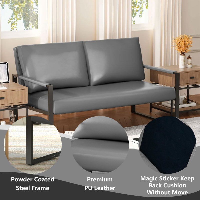 Corrigan Studio® Carlean 3 piece Faux Leather Configurable Living Room ...