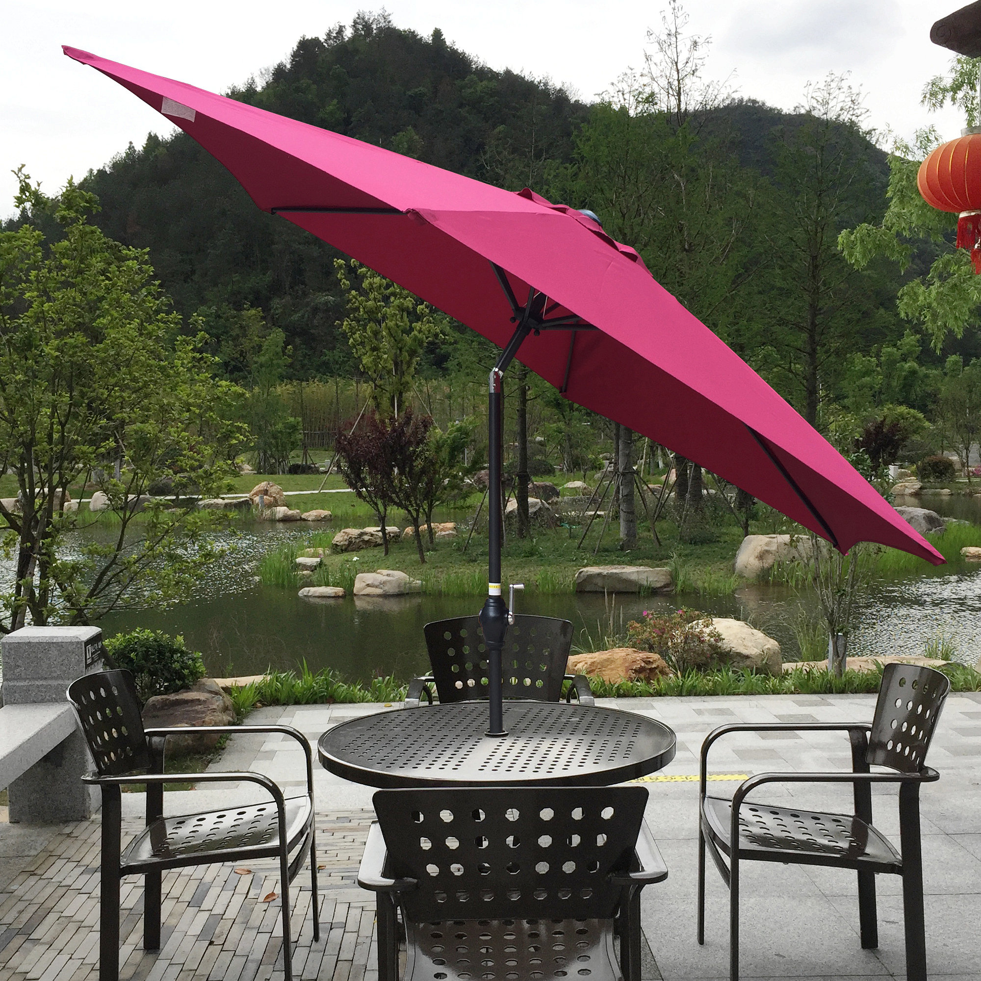 Arlmont & Co. 9Ft Patio Umbrella Outdoor Waterproof Umbrella With Crank ...