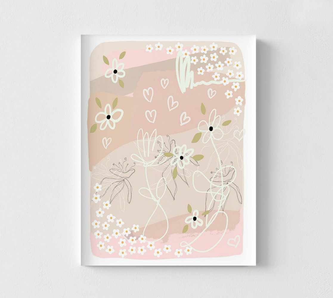 WeFrameArt Pastel Tones Floral Print, Framed Abstract Flowers Poster ...