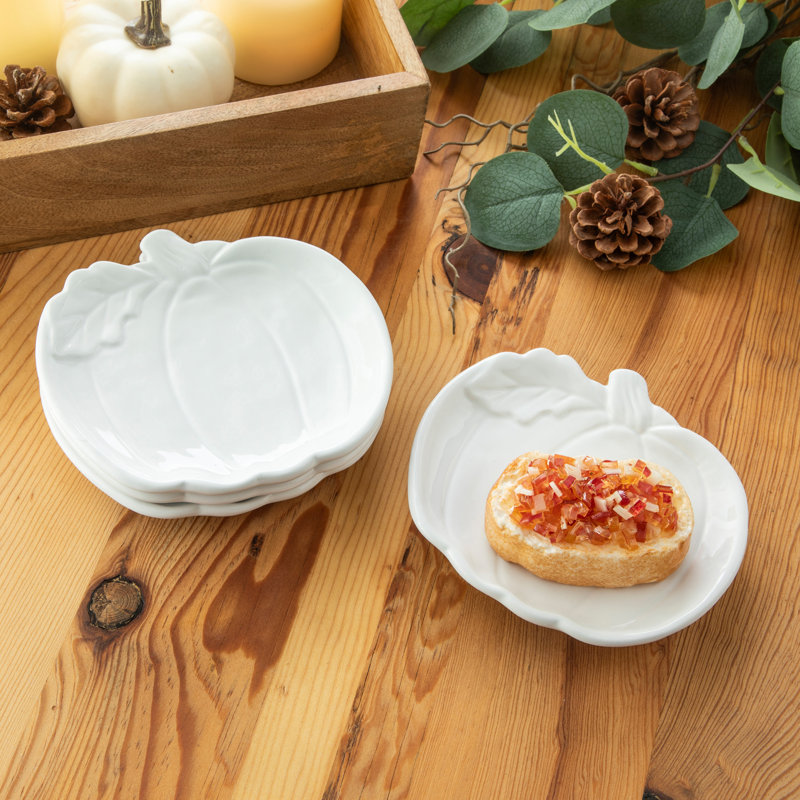 August Grove® Ceramic Pumpkin Shaped Appetizer Plates, Forest Finds ...