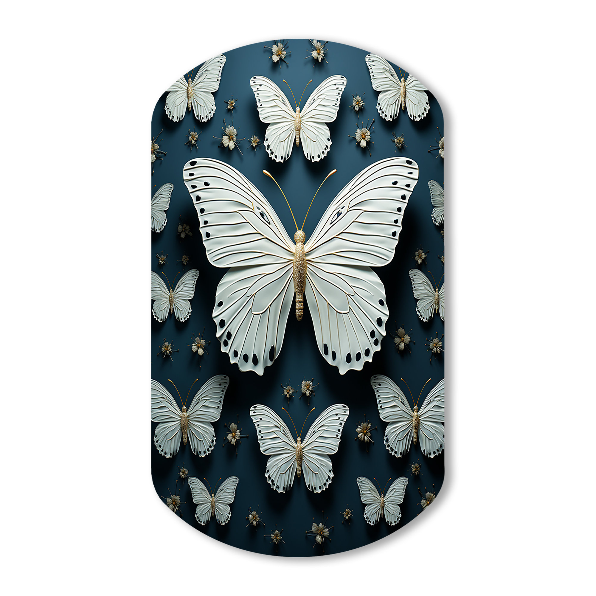 Design Art White Black Butterfly Fluttering Wings Butterflies ...