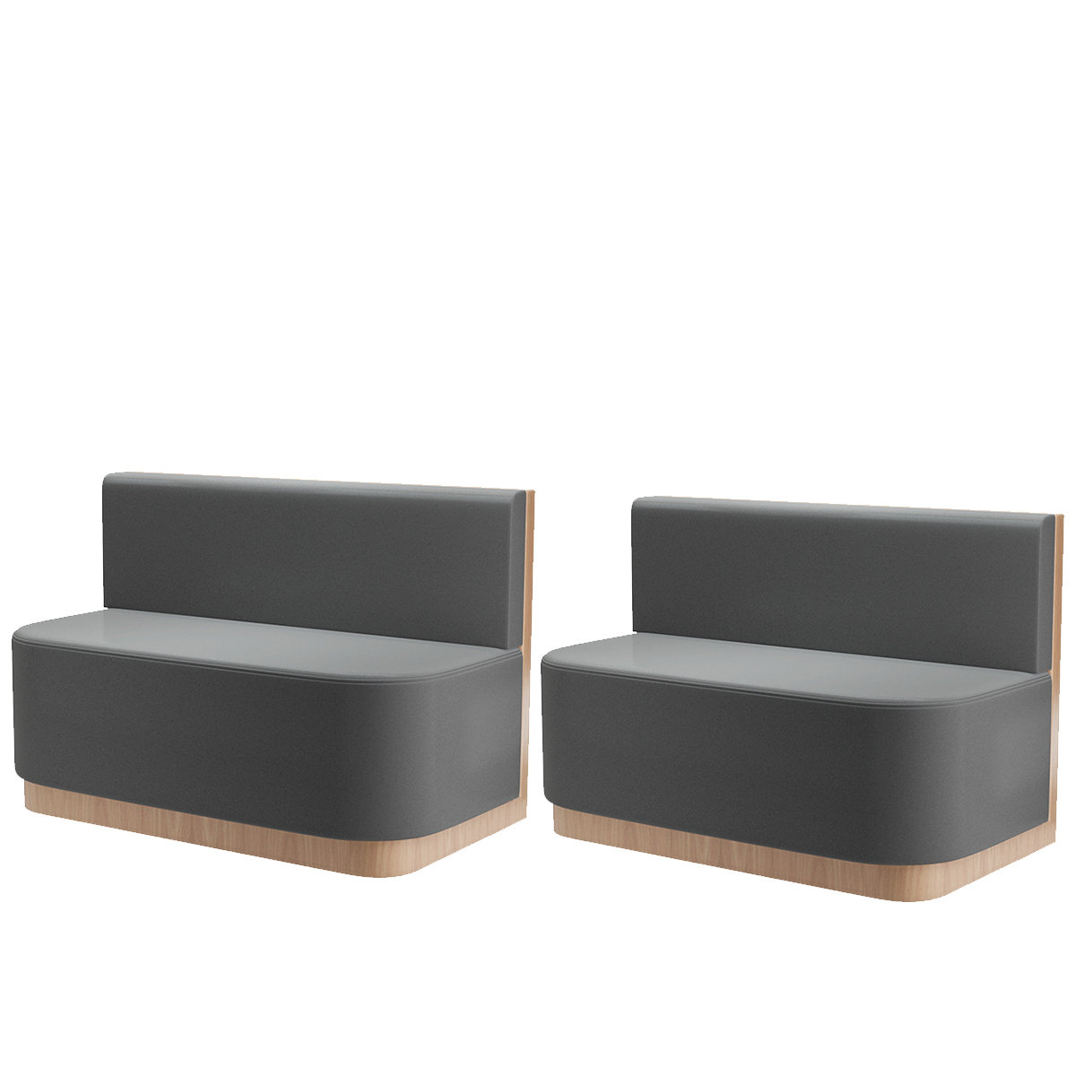 A UNIQUE LIGHT, LLC Gray Faux Leather Double Sofa Benchset Of 2 Faux ...