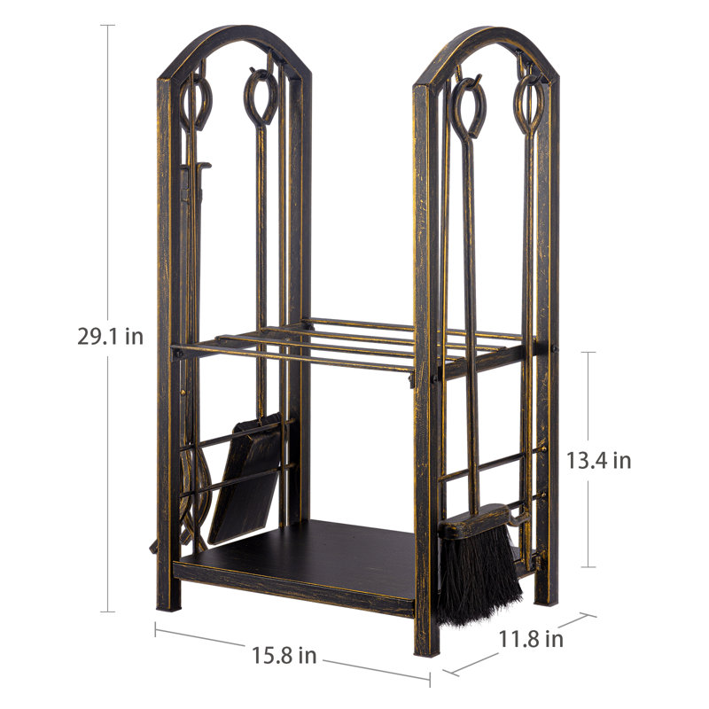 Red Barrel Studio® Roul 5 Pieces Firewood Rack Indoor Fireplace Tools ...