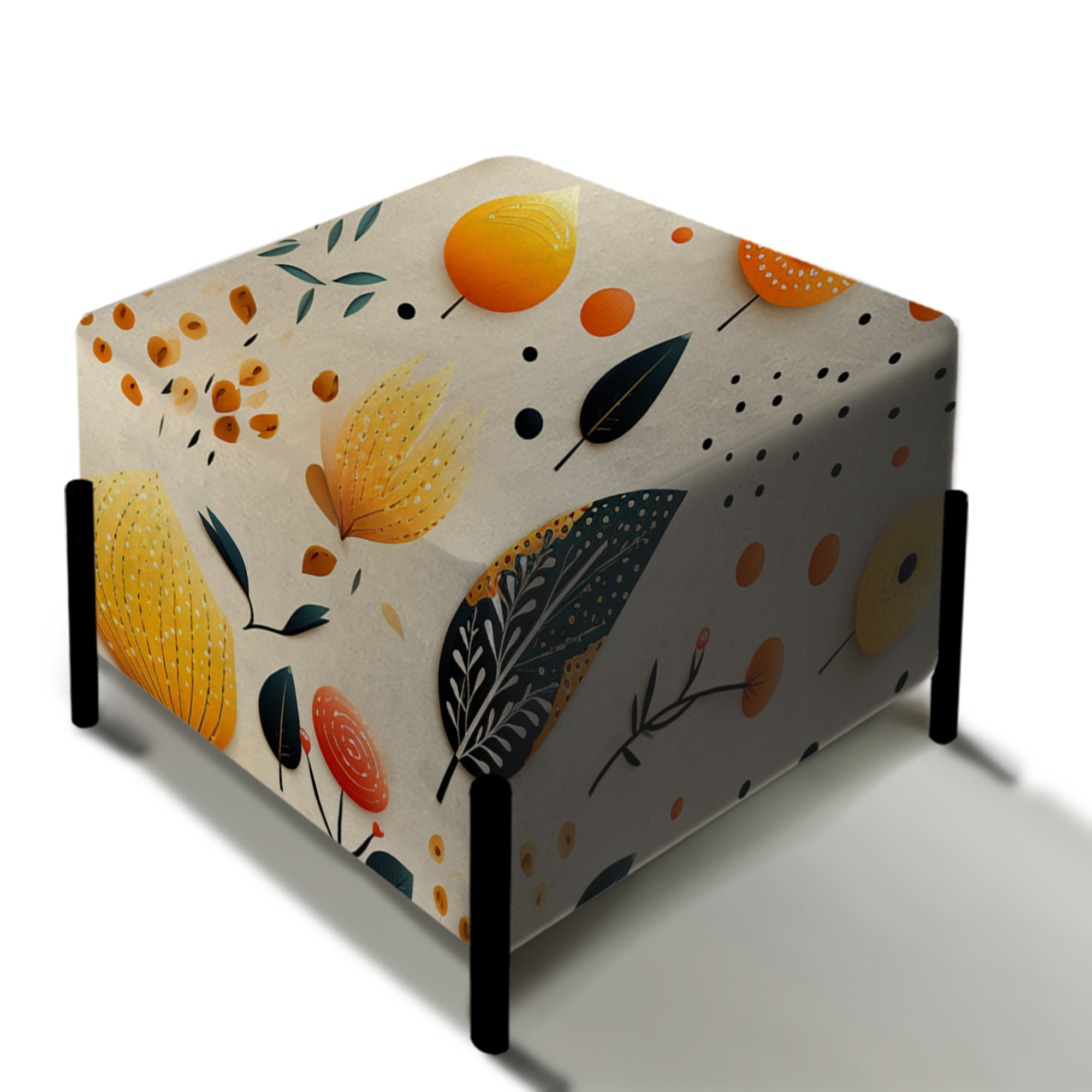Design Art Eclectic Botanical Harmony - Eclectic Square Ottoman | Wayfair
