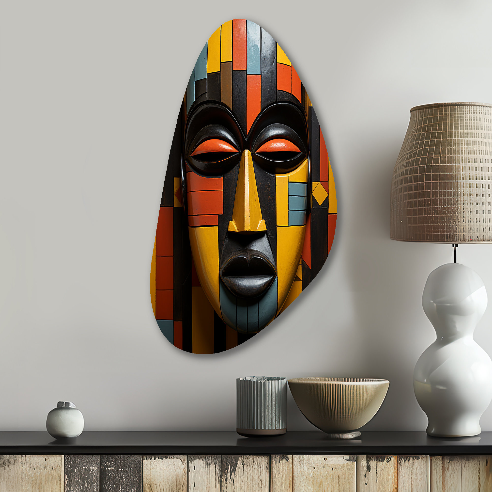 Design Art African Tribal Mask Kente II - Asymmetrical African Tribal ...