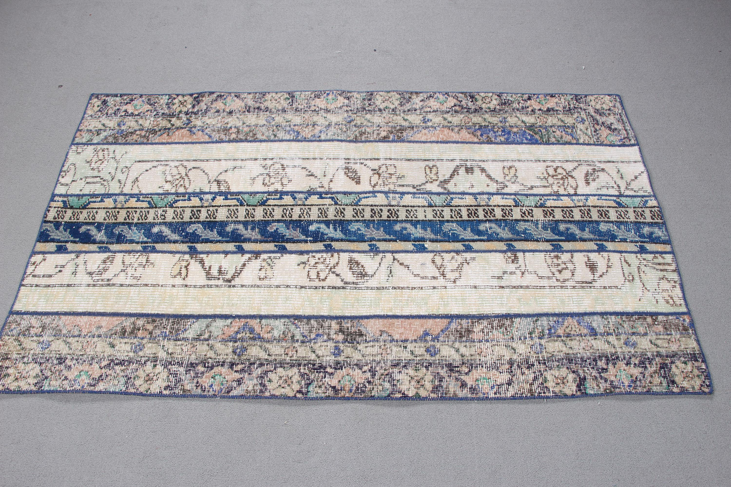 Red Barrel Studio® Vintage Blue Turkish Patchwork Wool Rug Perfect for ...