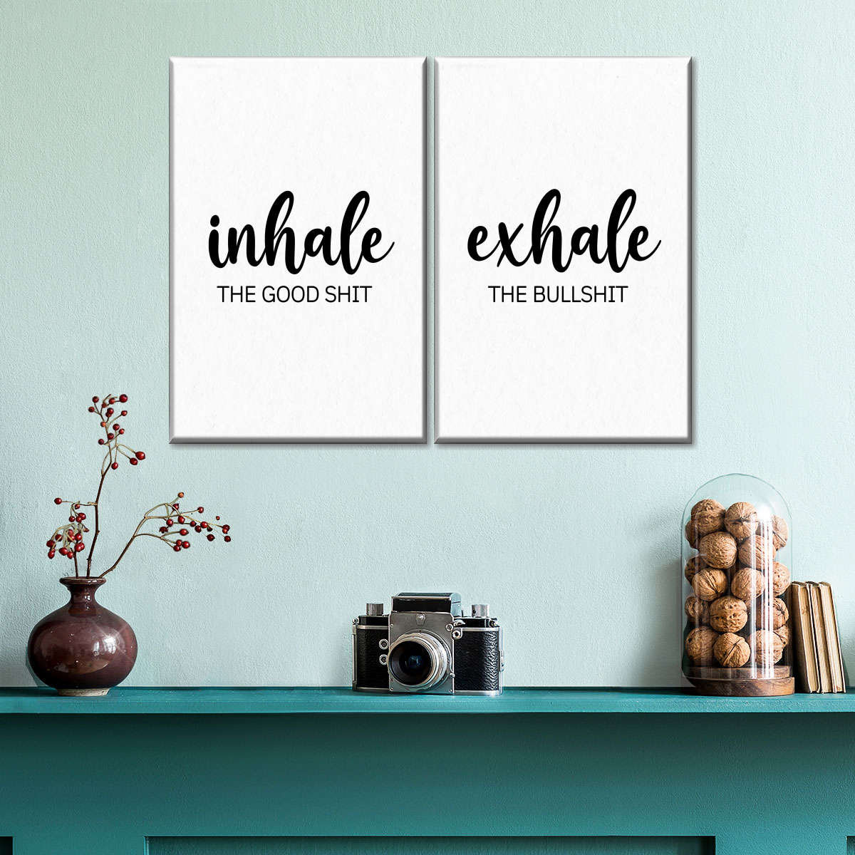 Trinx Inhale Exhale Humor I Multi Piece Canvas Print | Wayfair