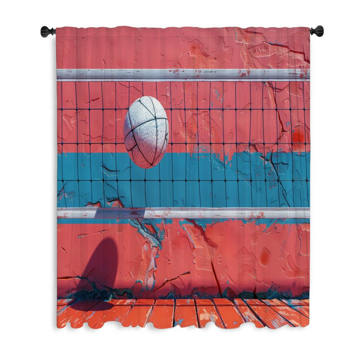 VisionDecor Volleyball Window Curtains, Sports Blockout & Sheer ...