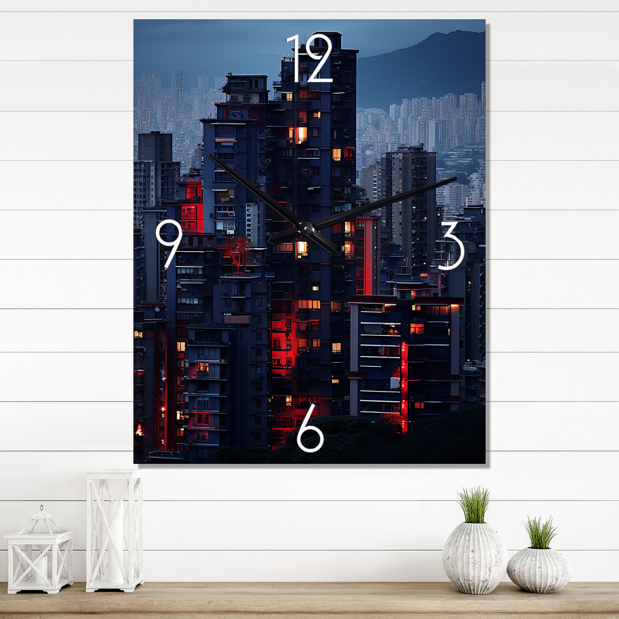 Design Art Ethereal City Nights I - Cityscapes Wall Clock Oversized ...