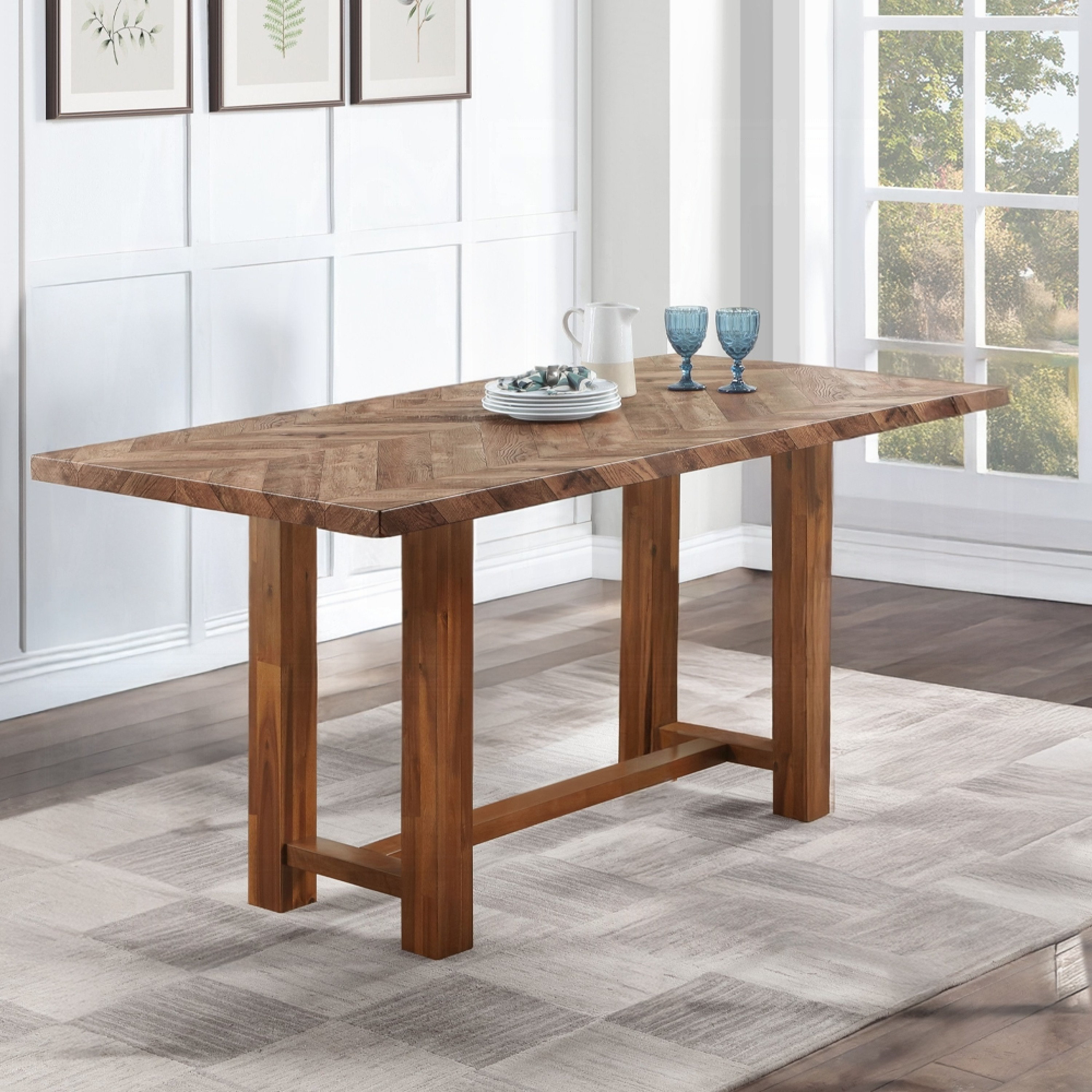 Millwood Pines Eugonda Rectangular Counter Height Table In Brown ...