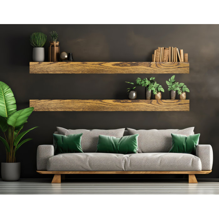 Rayne Mirrors Emerald Lee 2 Piece Oak Floating Shelf | Wayfair
