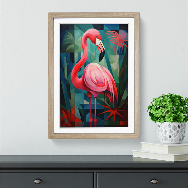 Big Box Art Flamingo Cubism No.2 - Single Picture Frame Print on Wood ...