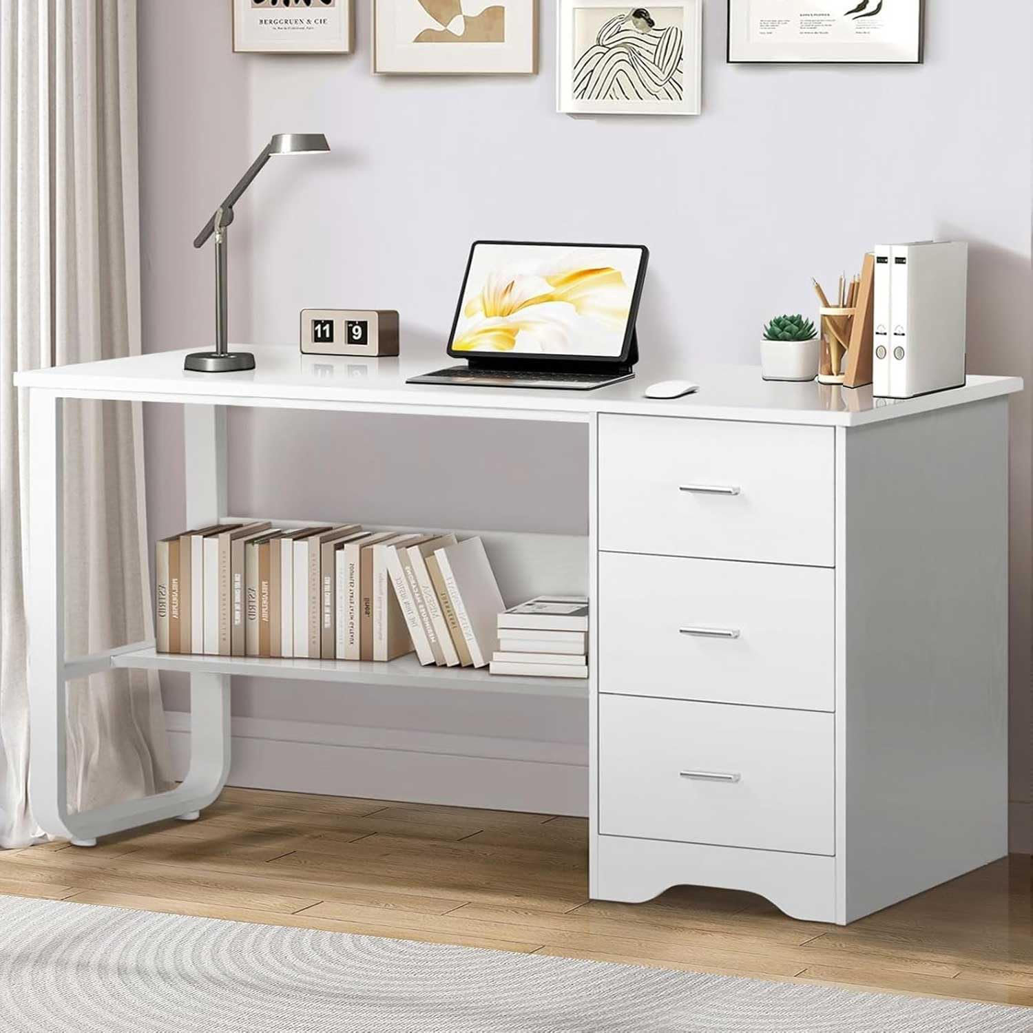 17 Stories 47 Inch Computer Desk with 3 Drawers | Wayfair