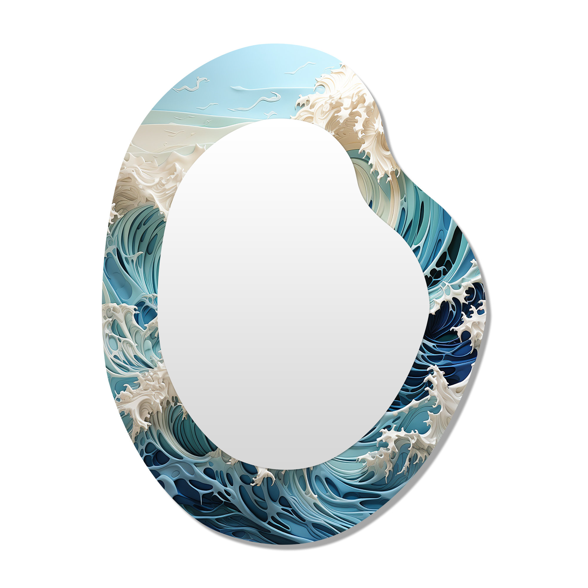Design Art Blue Kinetic Waves I - Kinetic Art Nautical Wall Mirror In ...