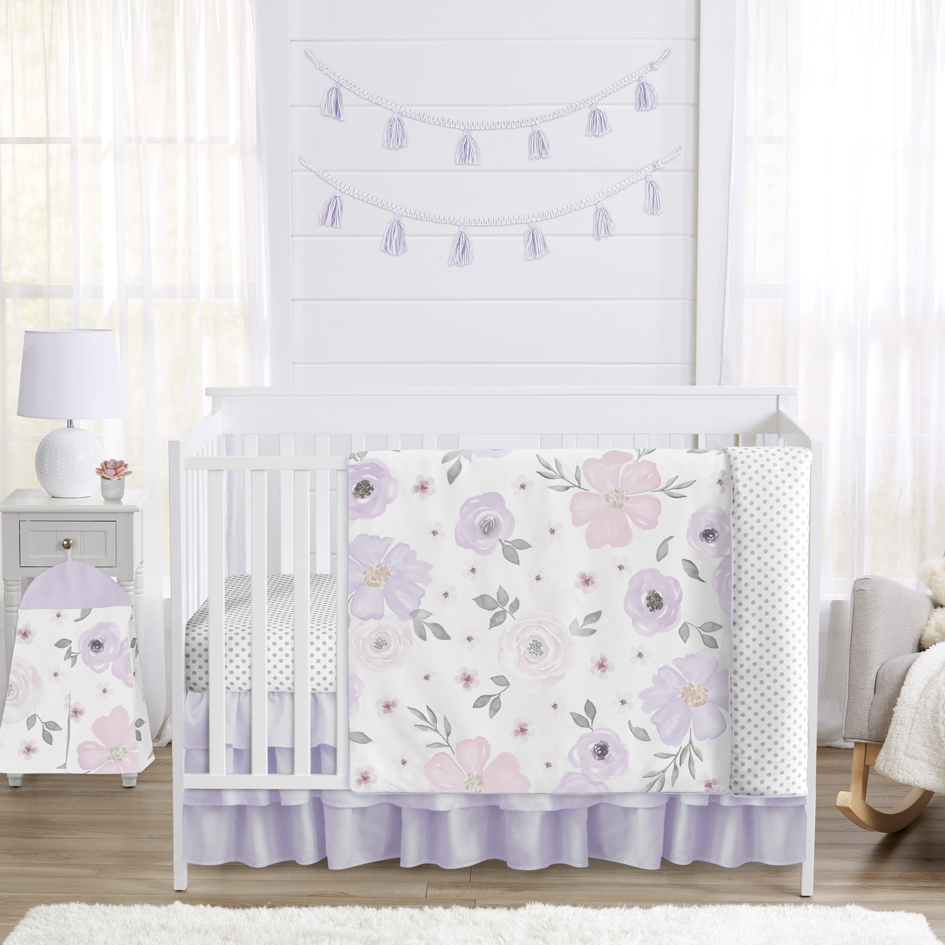 Sweet Jojo Designs Watercolor Floral Lavender Purple and Pink 5 - Piece ...
