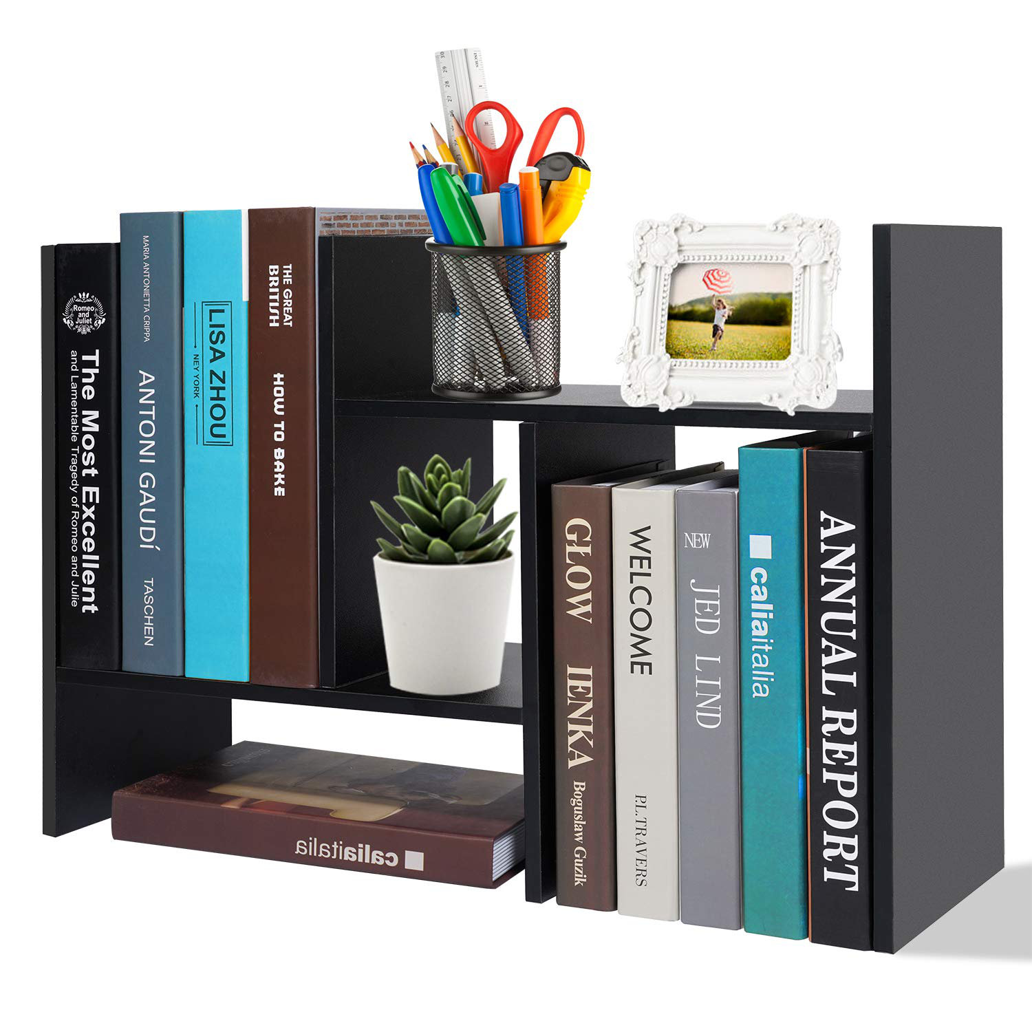 Latitude Run® Adjustable Desktop Bookshelf Office Organizer Desk ...