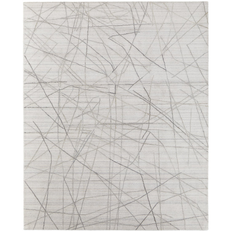 Orren Ellis Iraklis Abstract Machine Woven Chenille Area Rug in Ivory ...
