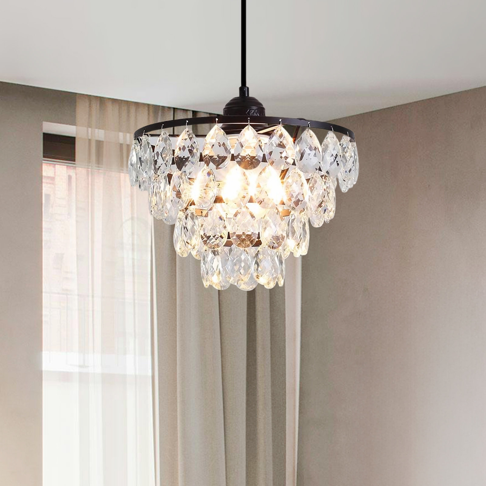 House of Hampton Kimoya 1-Light Mini Crystal Chandelier Pendant Light ...