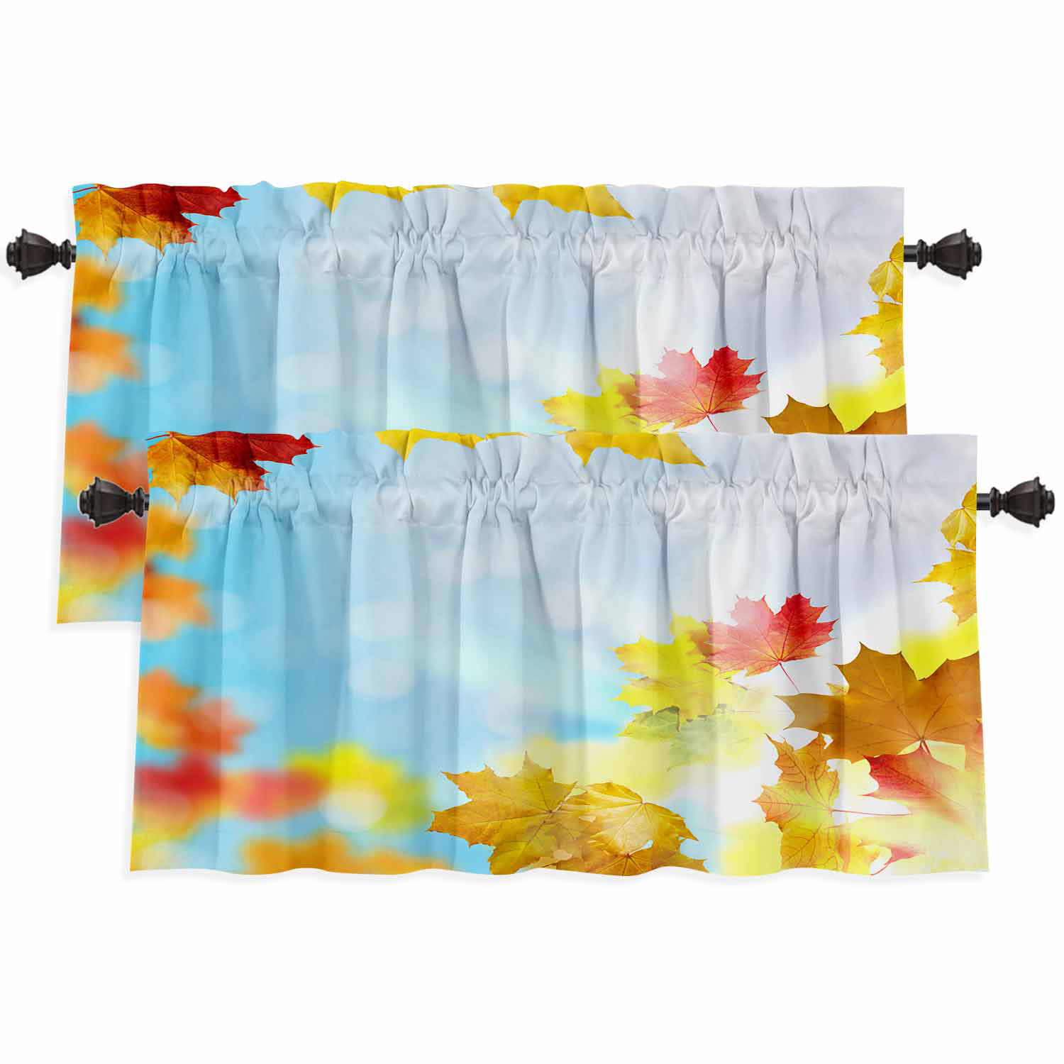 Ophelia & Co. Gold 52"W Red and Yellow Leaves Bright Blue Sky Window ...