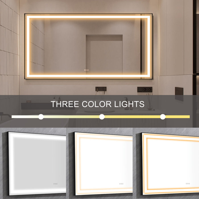 SMARTLET Metal Rectangle LED Wall Mirror | Wayfair